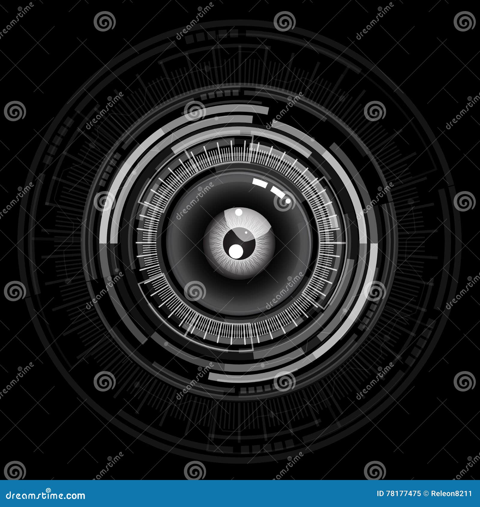 Nice Black Eye Ball Digital Technology Icon Stock Illustration ...