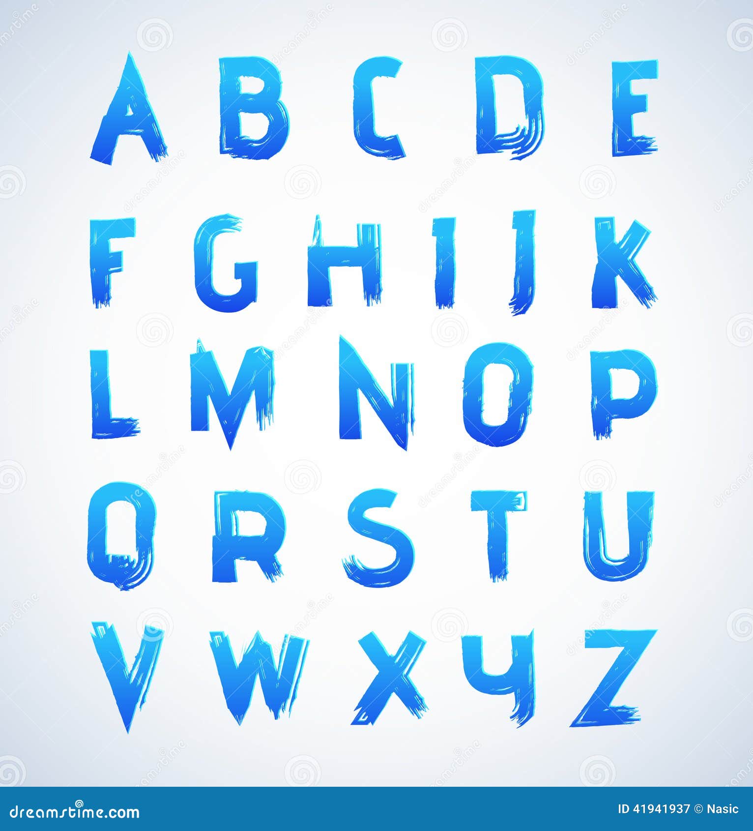 Nice Blue Brushed Alphabet Set Stock Vector - Illustration of ...