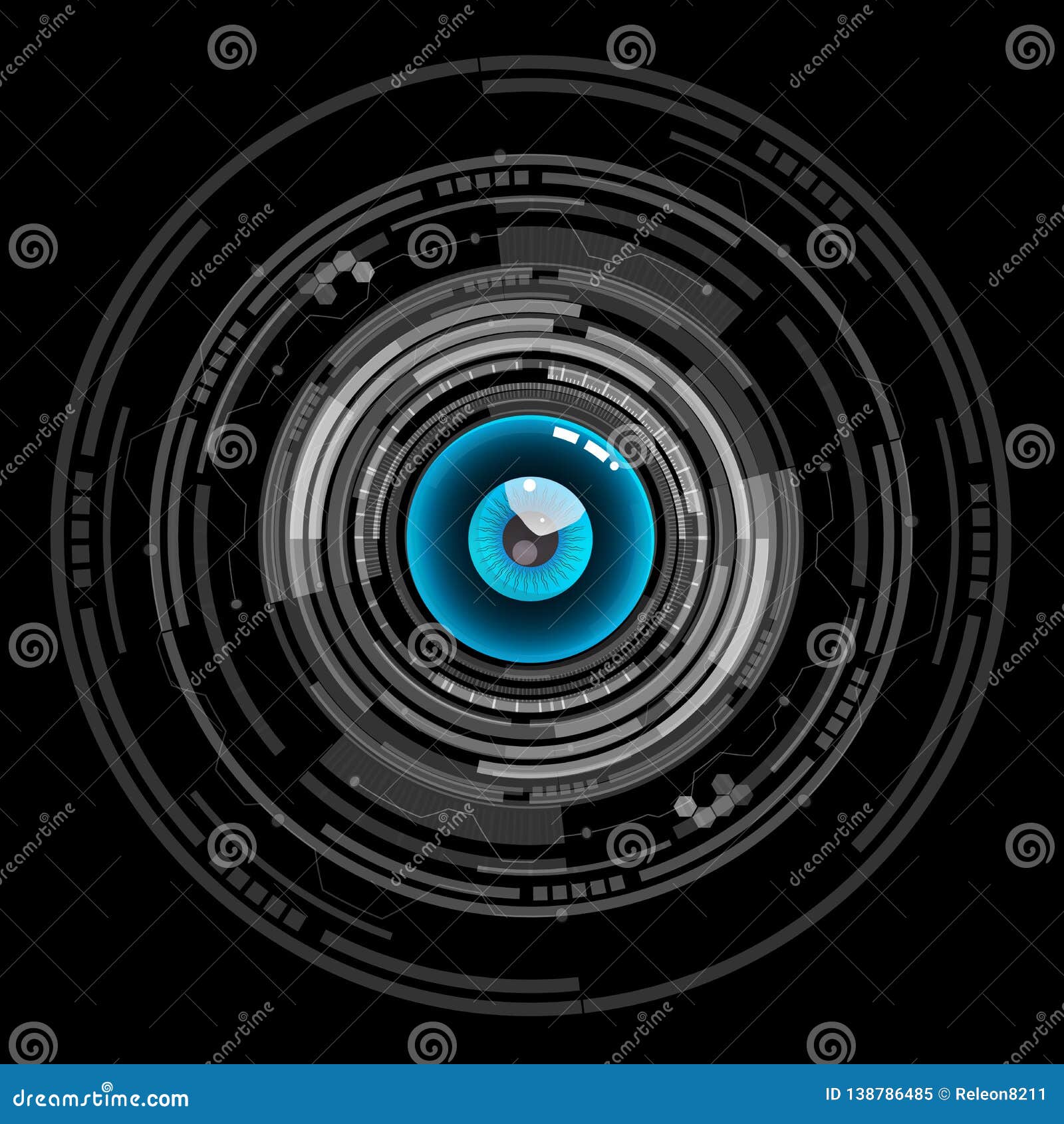 Nice Blue Eyeball Digital Technology Vector Icon Stock Vector ...