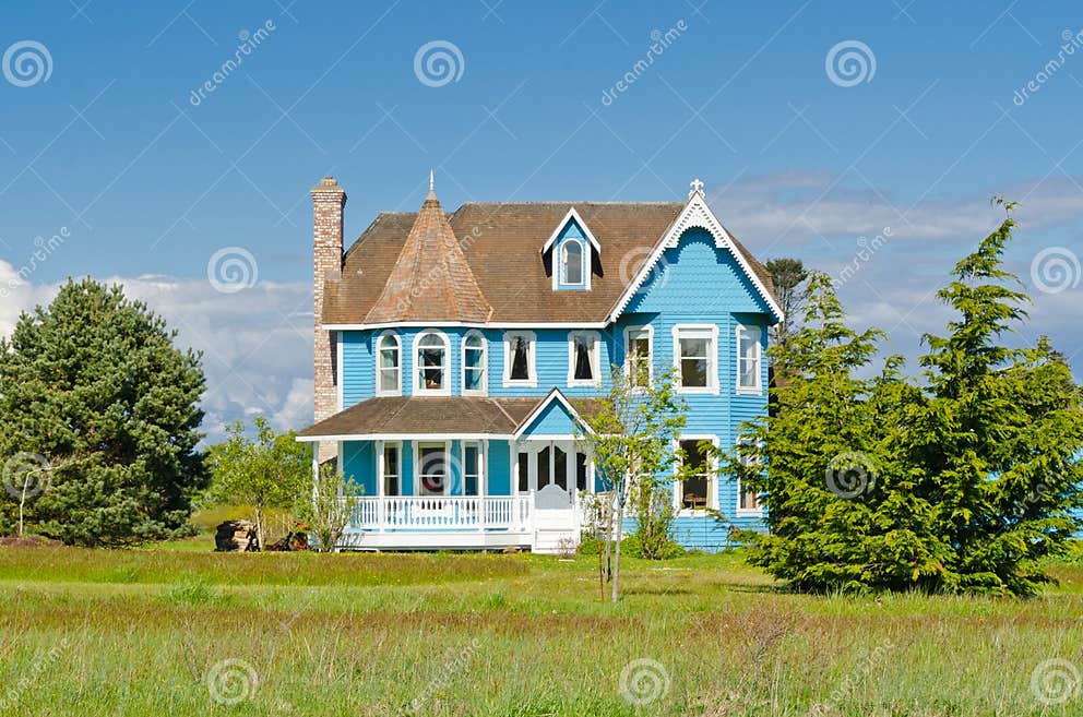Nice Blue House. stock photo. Image of columbia, neighborhood - 19419934