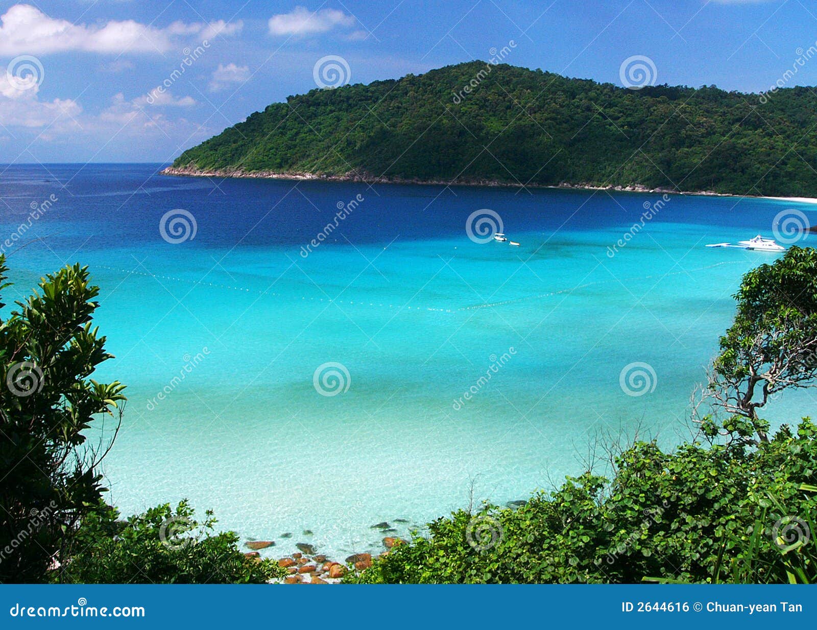 Nice Blue Sea stock photo. Image of malaysia, beach, boat - 2644616