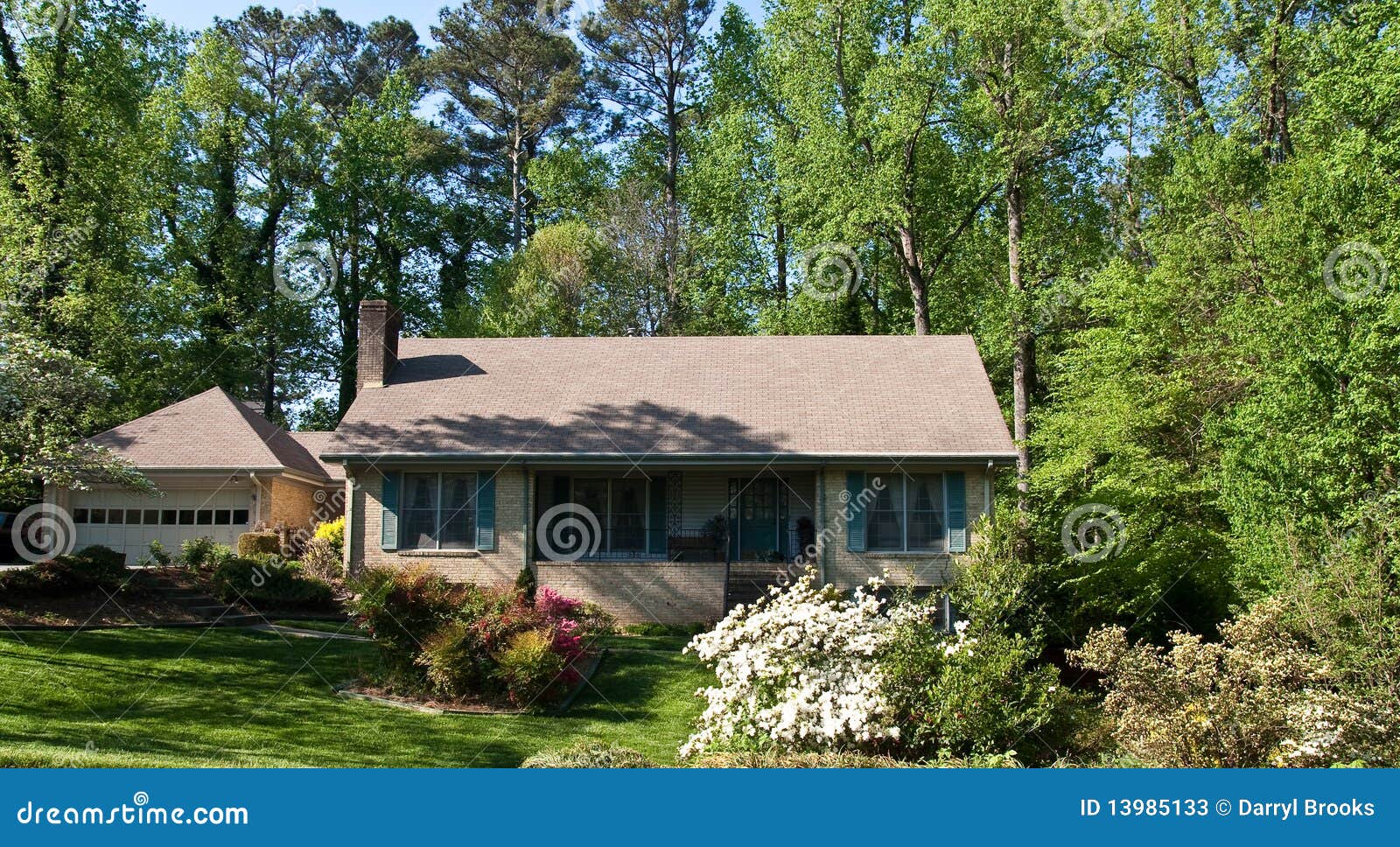 Nice Brick House in Spring stock image. Image of landscape - 13985133