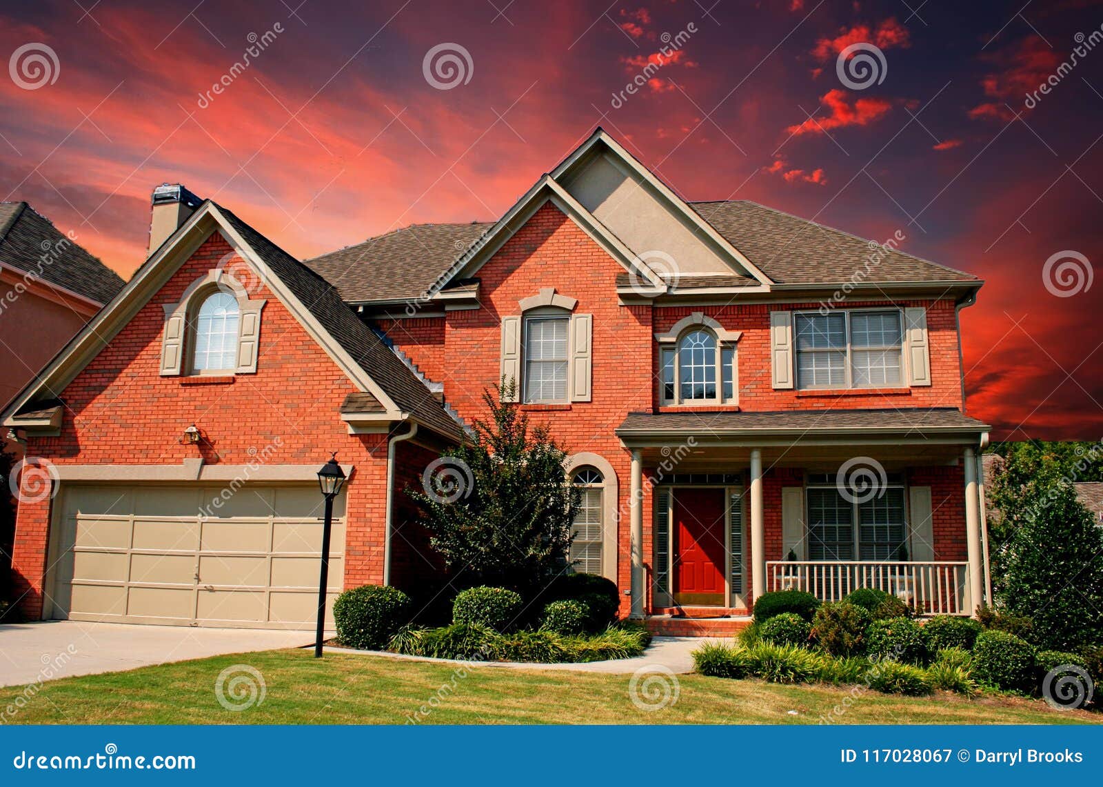 Brick House at Sunset stock image. Image of dream, american - 117028067