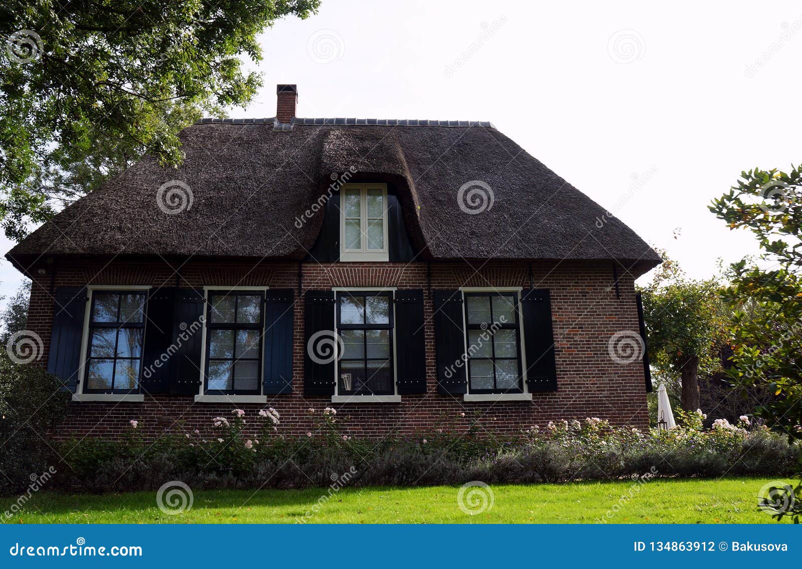 Nice Rural House with a Small Garden Stock Photo - Image of ...
