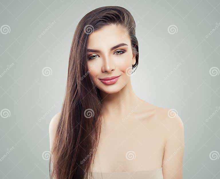 Nice Brunette Model Woman With Long Healthy Hair Stock Image Image Of