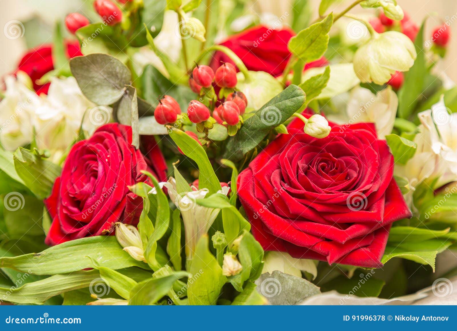Nice Bunch of Flowers with Red Roses and Other Stock Photo - Image of ...