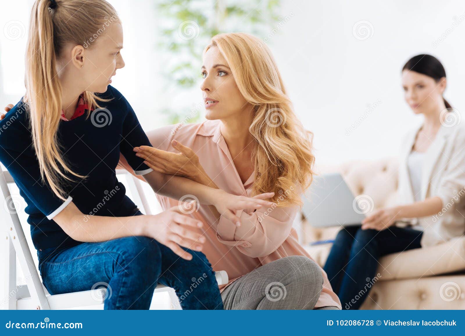 Nice Caring Woman Talking To Her Daughter Stock Photo - Image of ... Nice Caring Woman Talking To Her Daughter Stock Photo - Image of ...