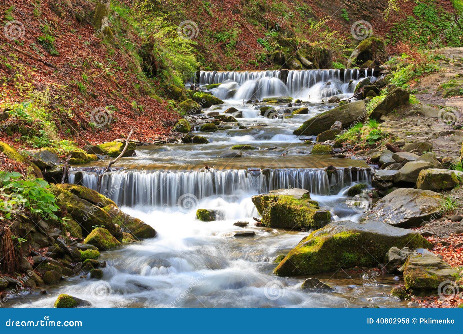 Nice Cascade on Mountain River Stock Photo - Image of forest, canyon ...