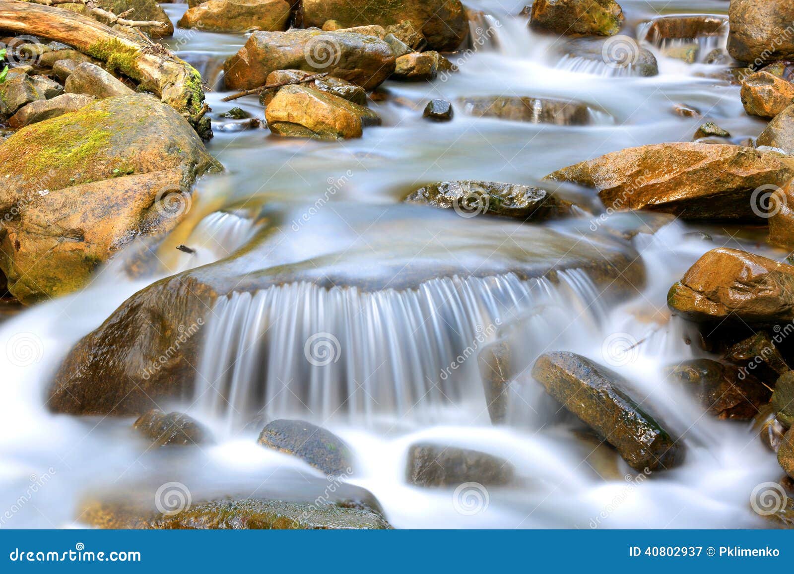 Nice Cascade of Mountain Stream Stock Image - Image of leafs, cascade ...