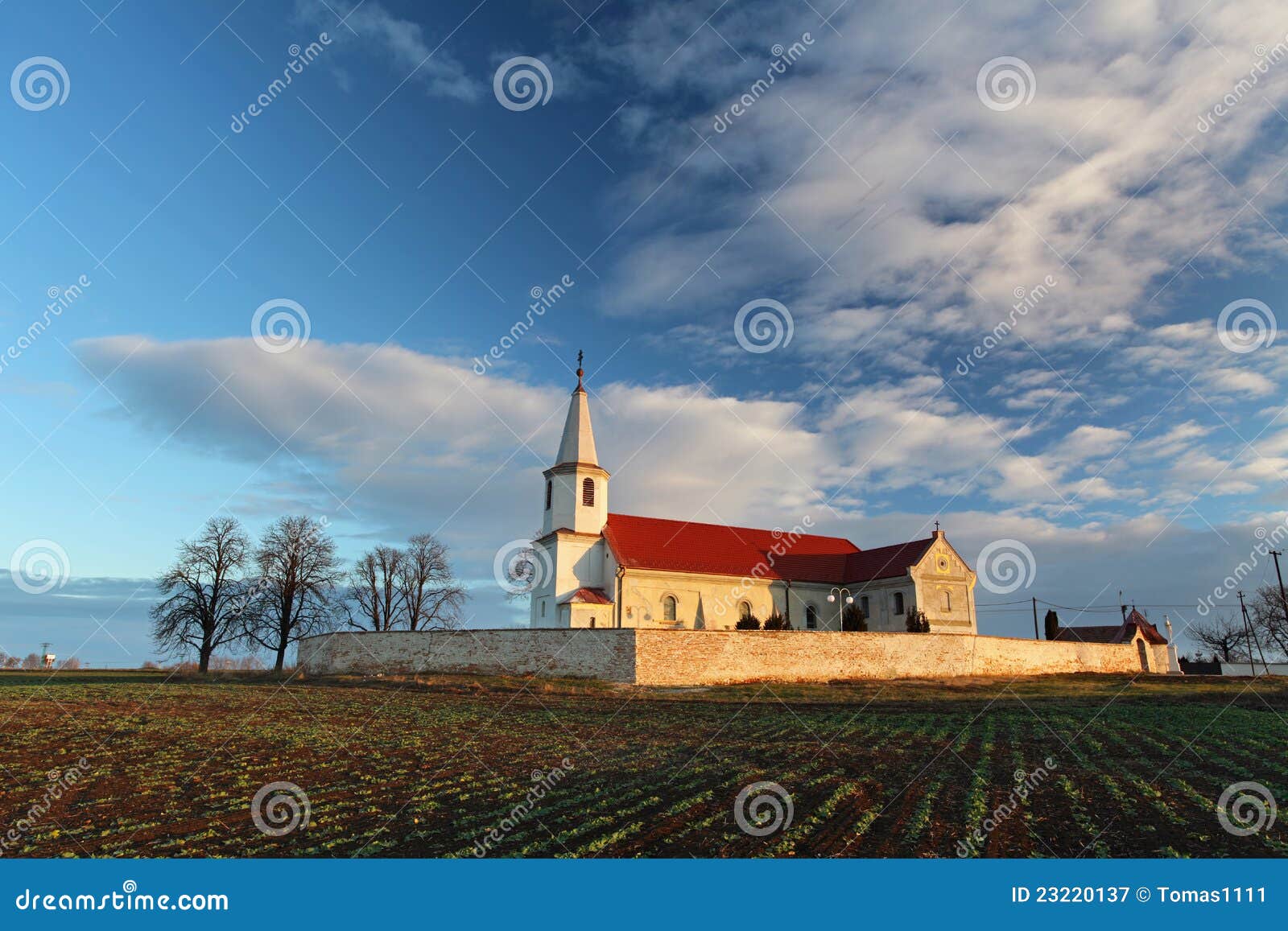 Nice Catholic Church in Eastern Europe Stock Image - Image of meadow ...