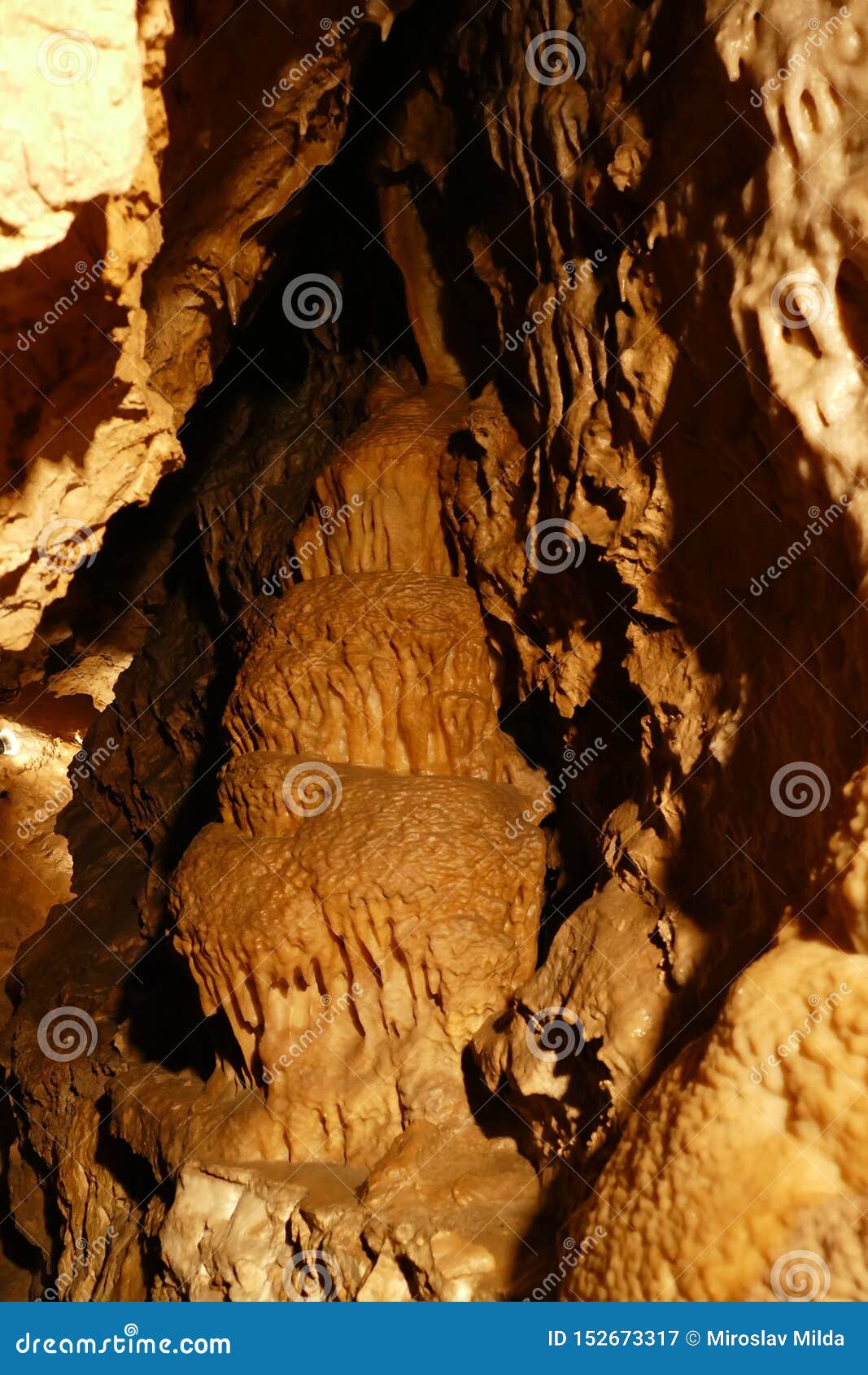 Nice Cave with Sunet Light and Colorful Structures Stock Image - Image ...