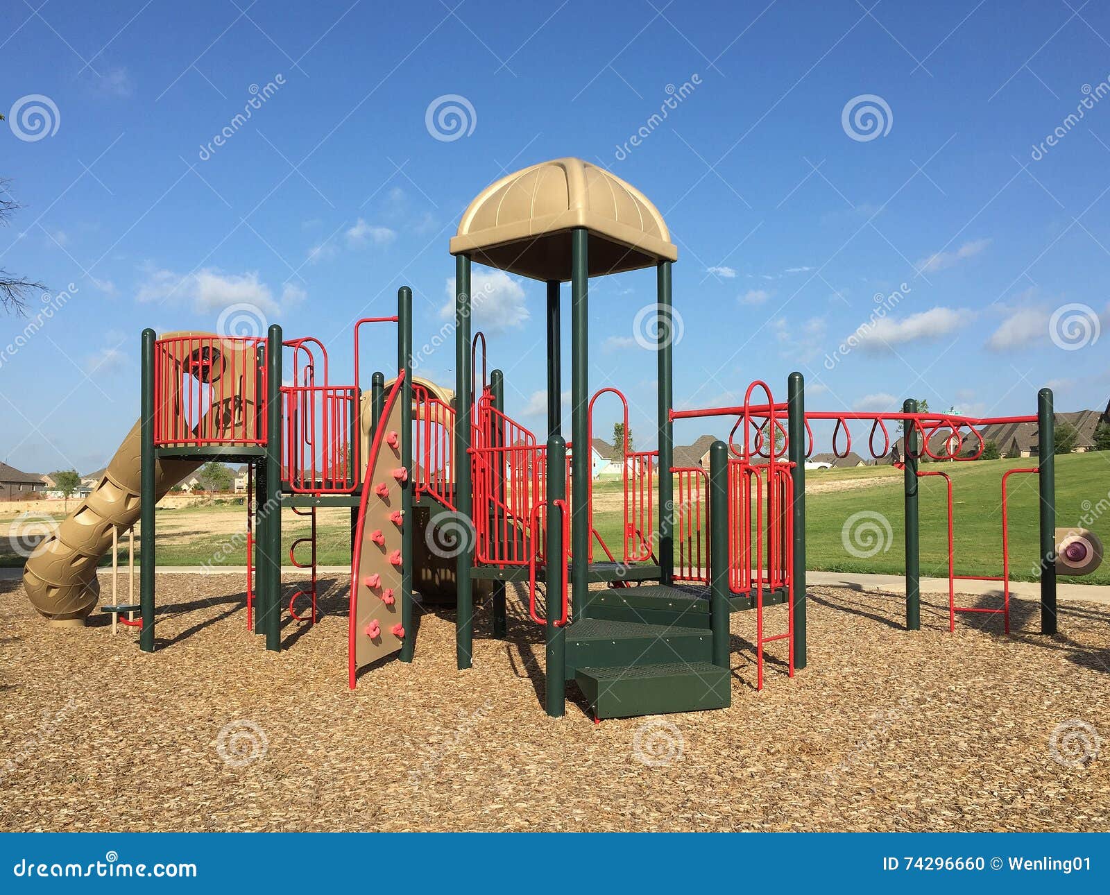 Nice Children Playground in Friendly Community Stock Photo - Image of ...