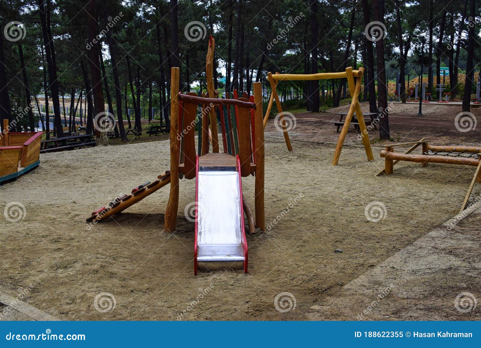 A Nice Children`s Playground in the Park Stock Image - Image of forest ...