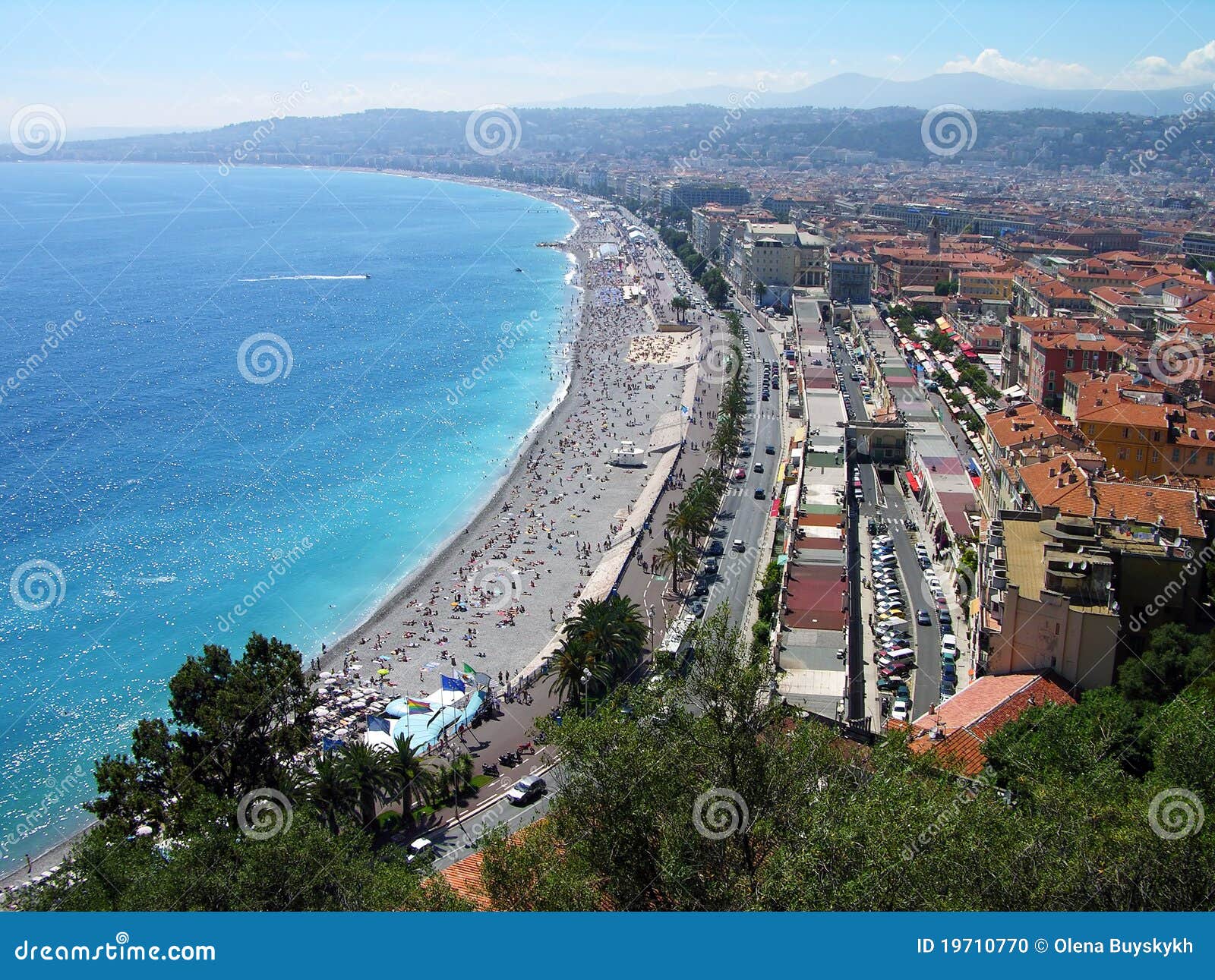 Nice City Beach Panoramic View, France Stock Photo - Image of resort ...
