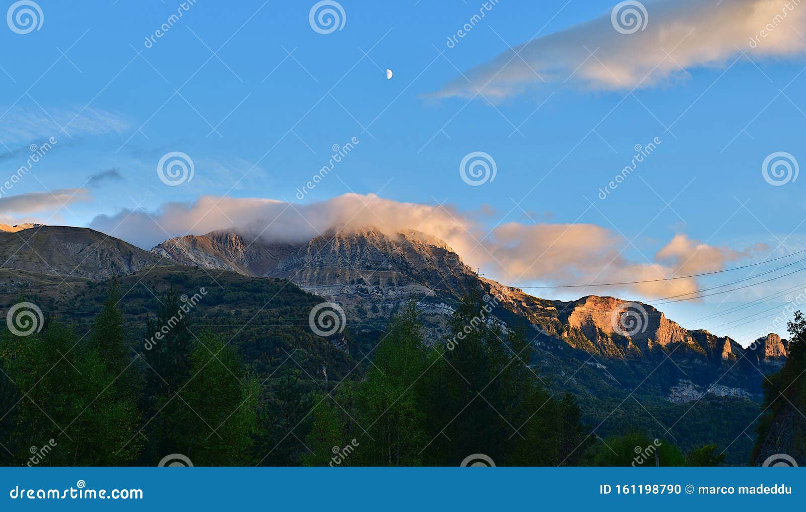 Spanish Pyrenees at sunset stock photo. Image of formation - 161198790