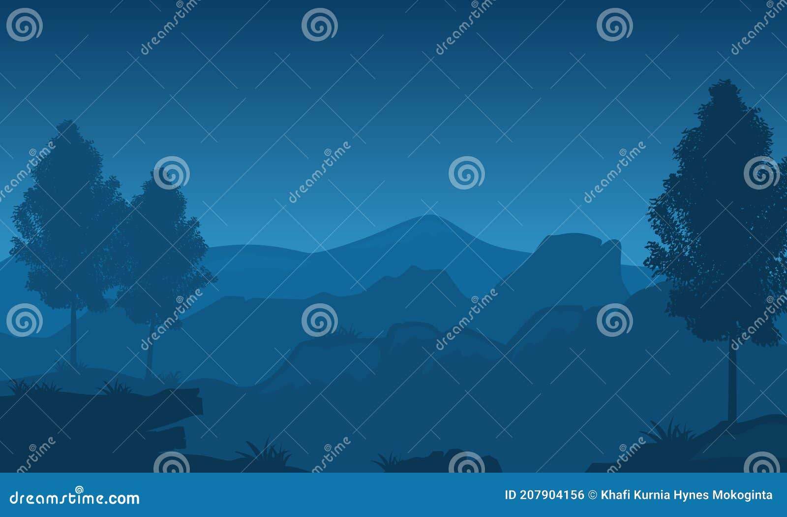 The Nice Color of the Blue Sky at Night on the Edge of the City. Vector ...