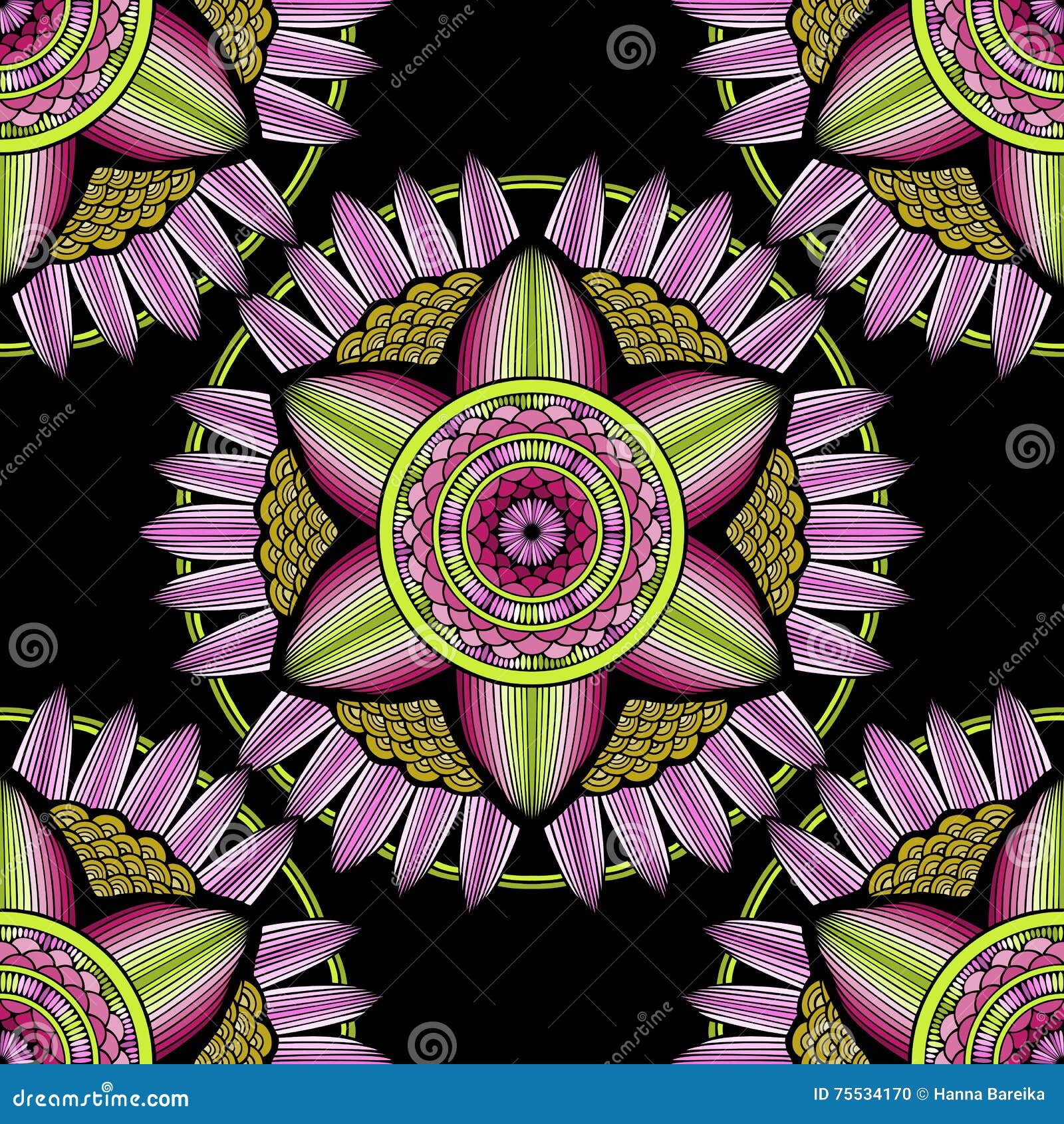 Nice Colorful Mandala. Vector Seamless Pattern. Stock Vector ...