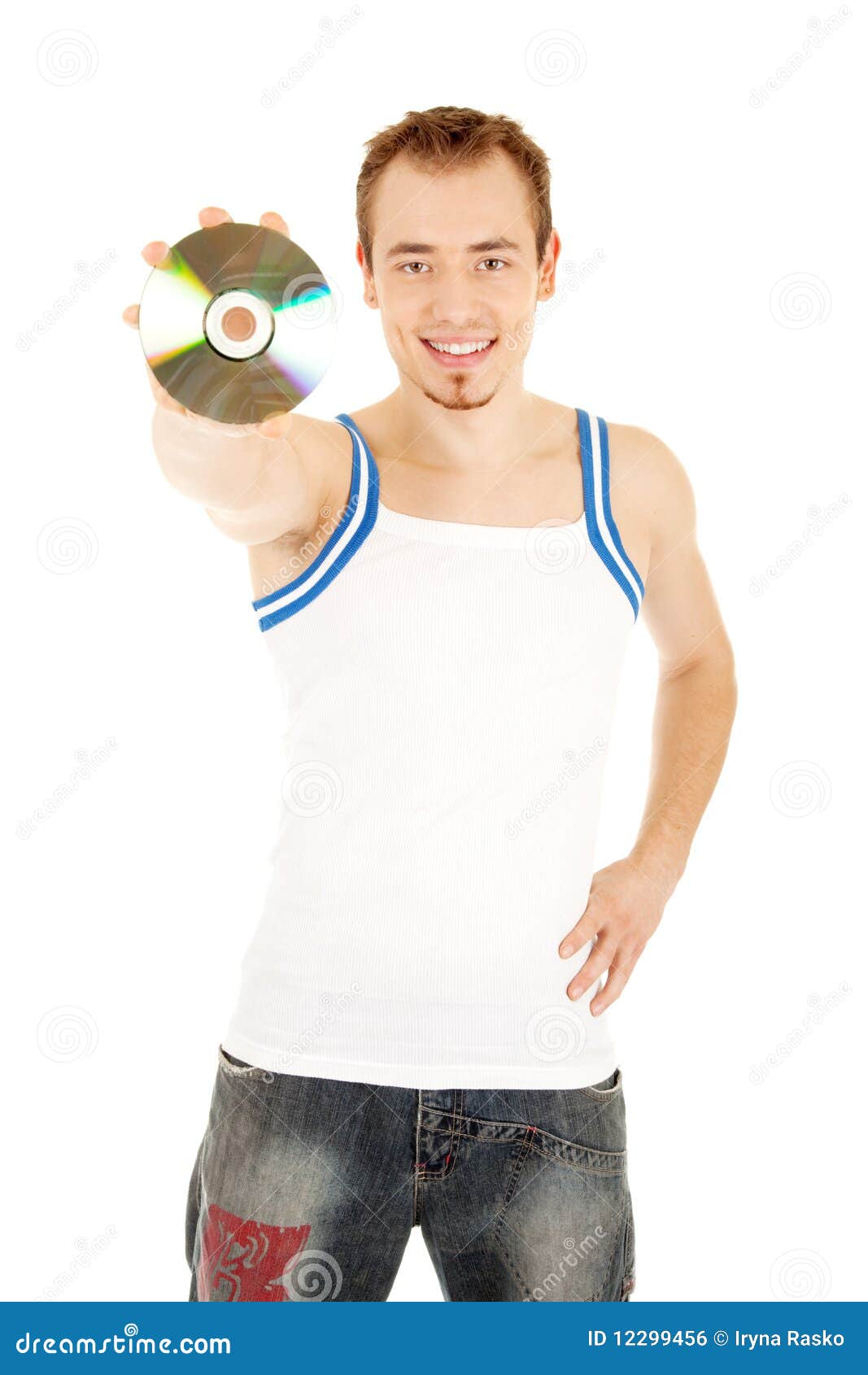 Nice Compact Disc Recommended by Man Stock Photo - Image of person ...