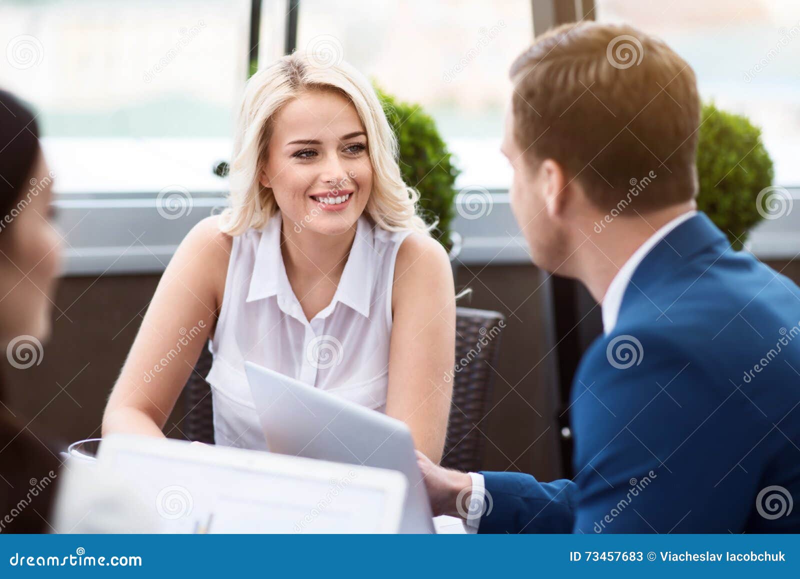 Nice Content Colleagues Talking Stock Image - Image of people ...