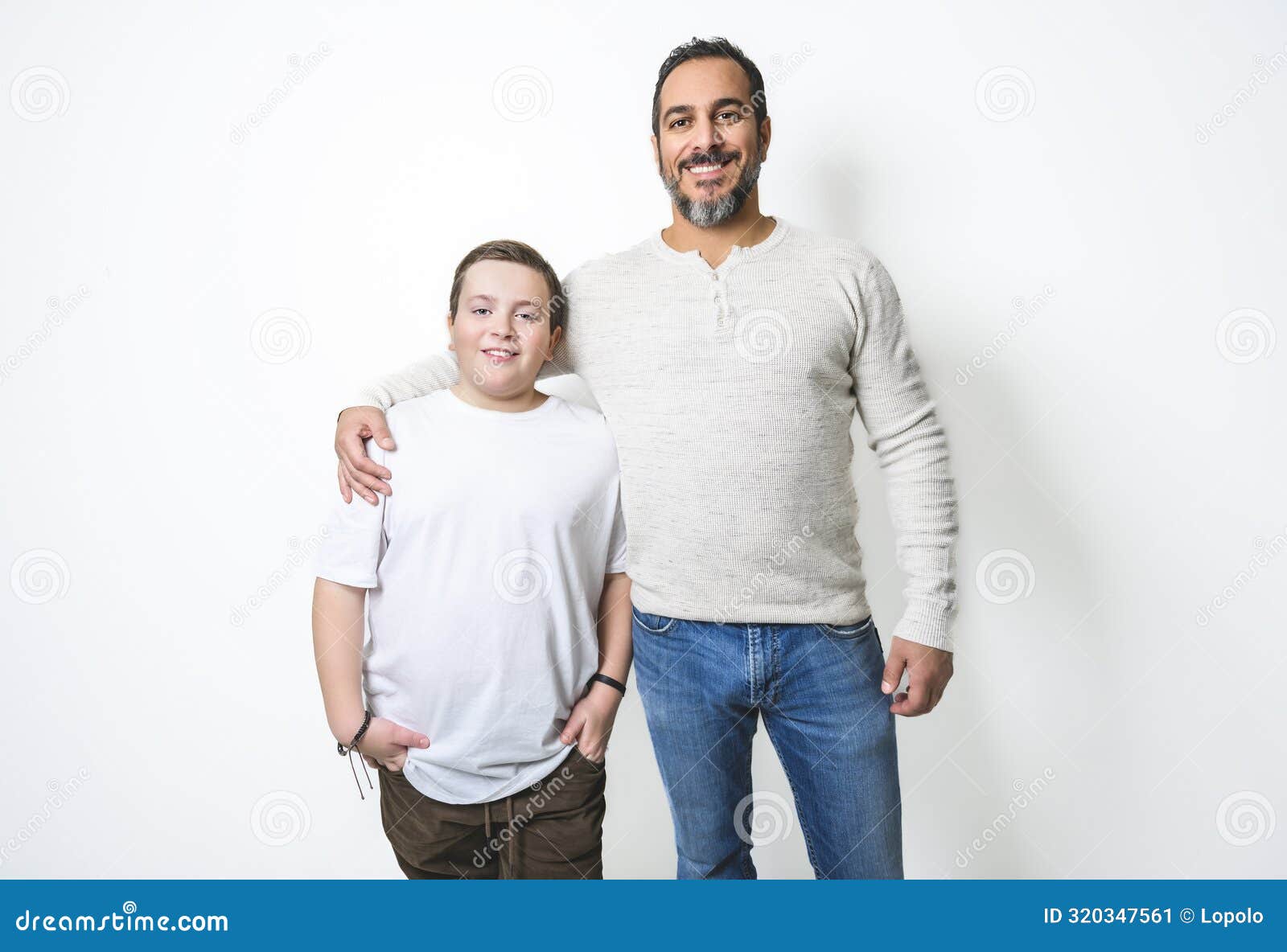 Nice and Cool Father and Son on Studio Stock Image - Image of ...