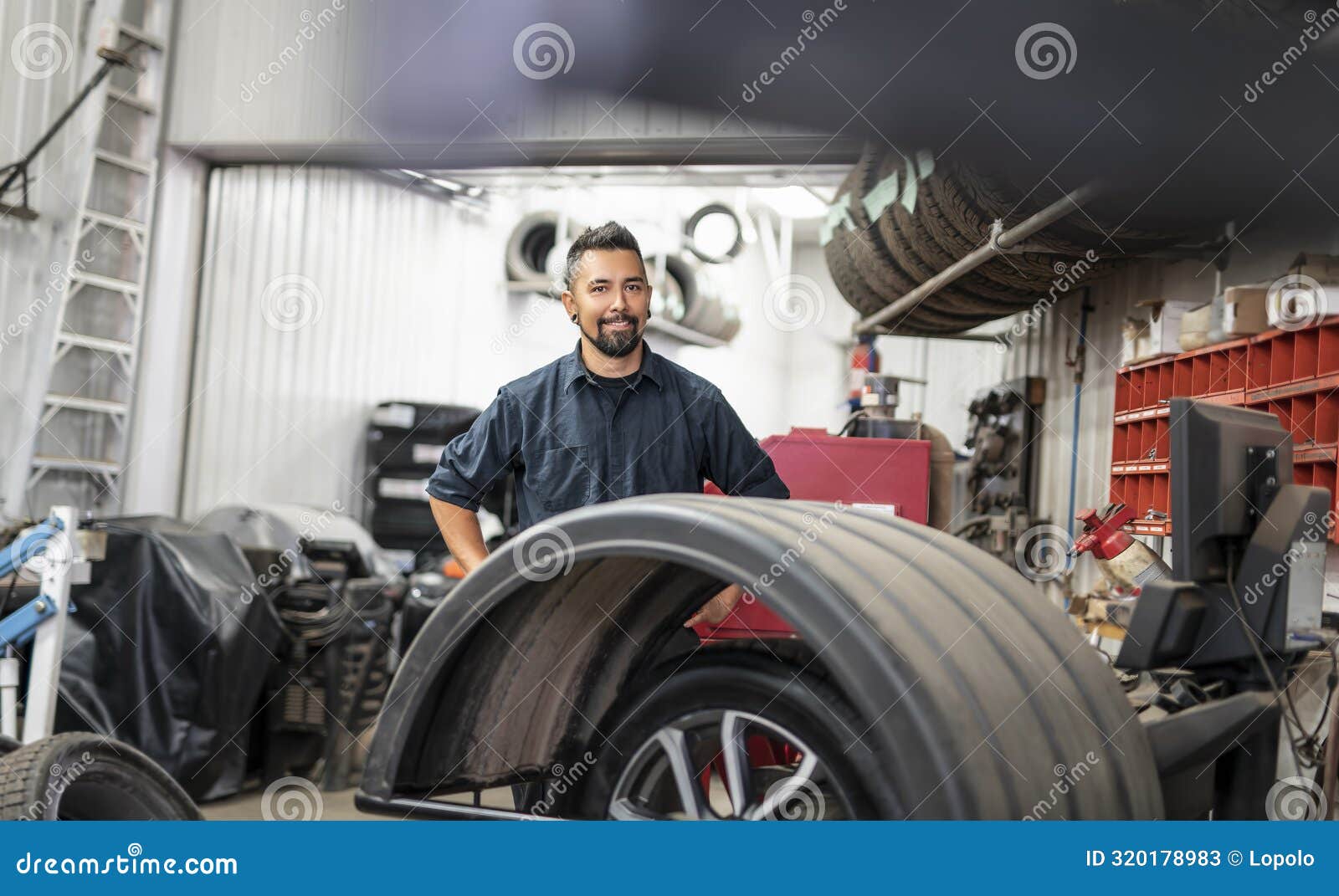 Nice and Cool Mechanic Changing Car Tire at Work Stock Image - Image of ...