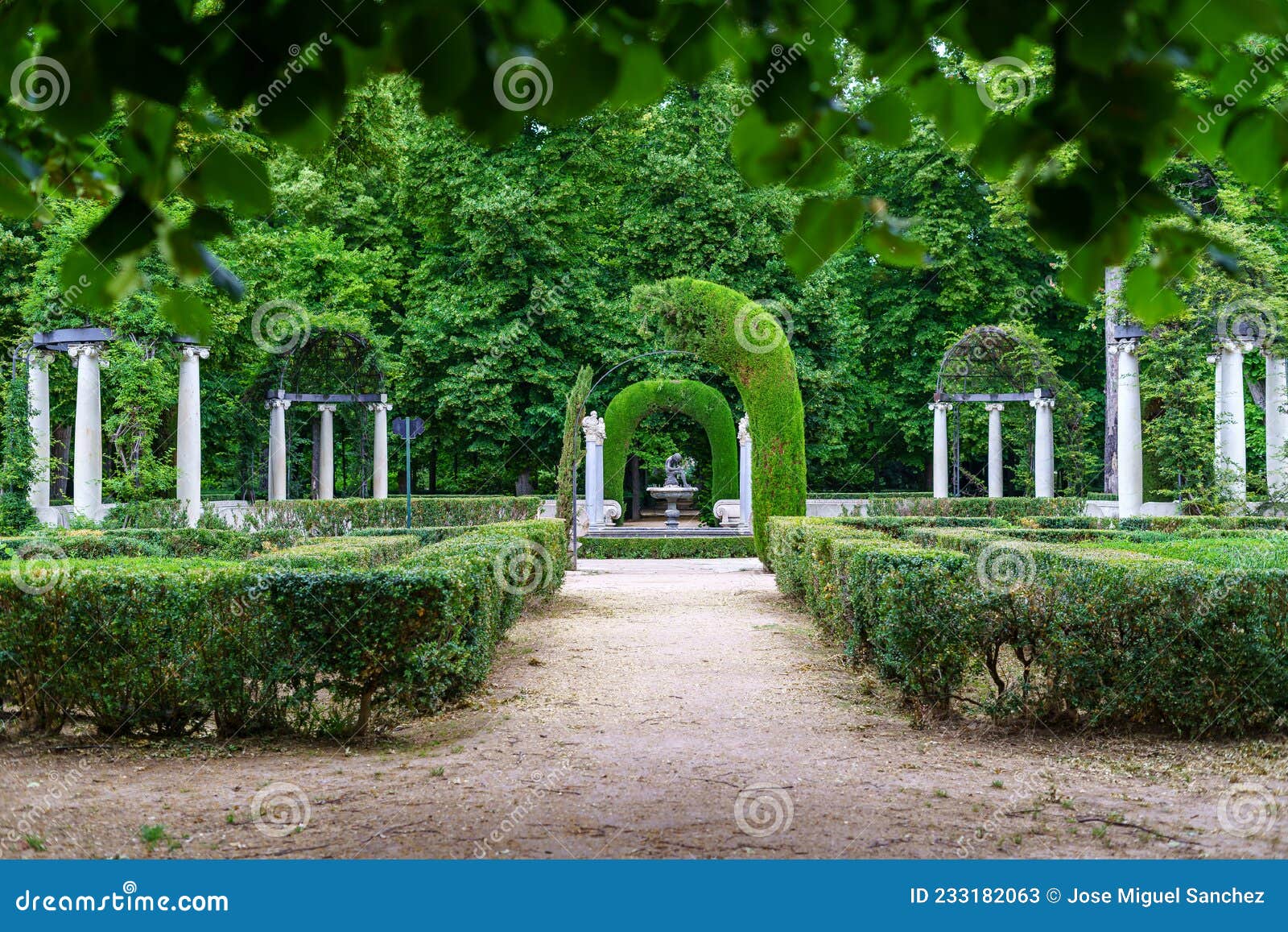 Nice Corner of Public Park with Old White Stone Columns and Seating for ...