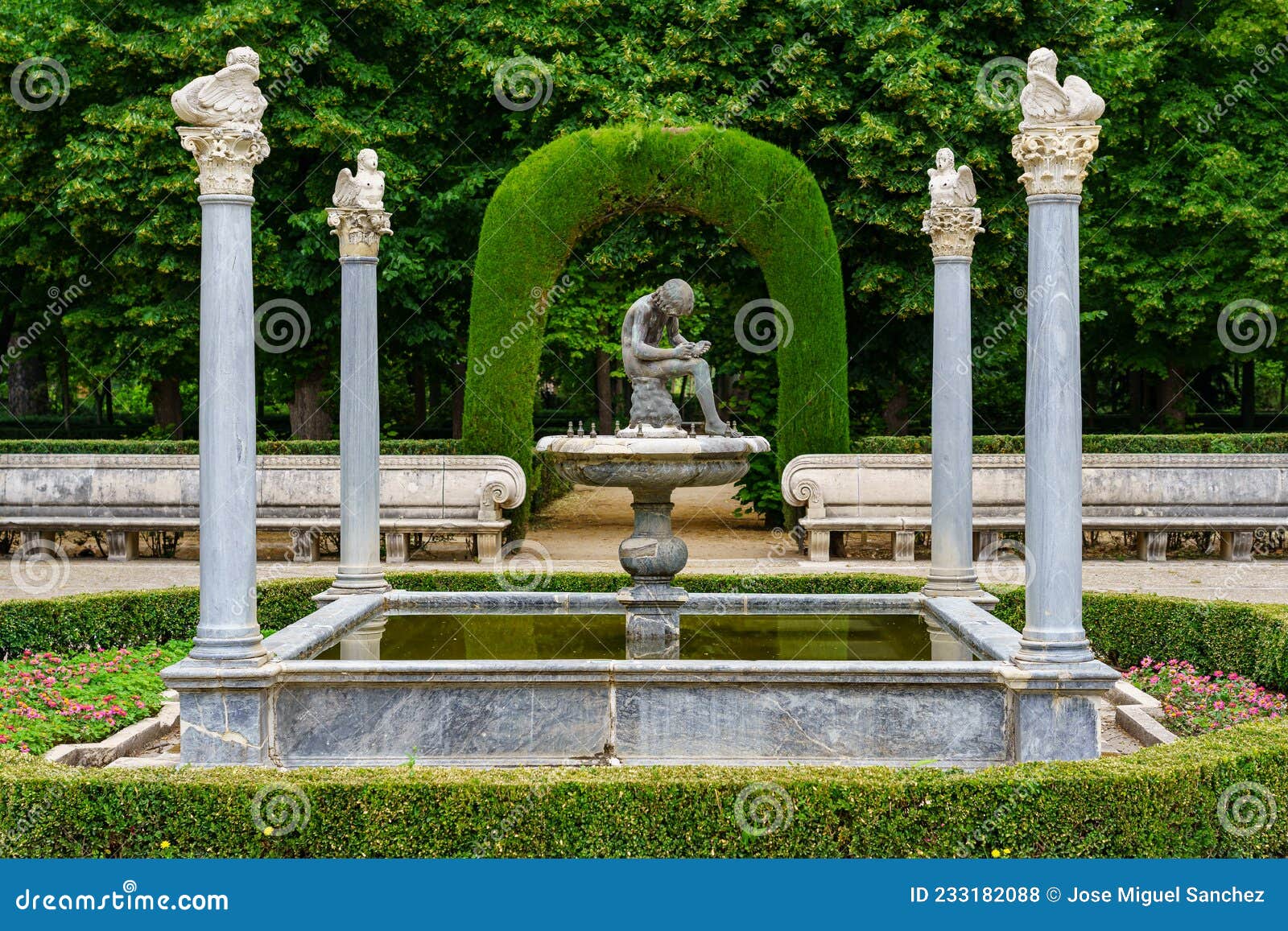 Nice Corner of Public Park with Old White Stone Columns and Seating for ...