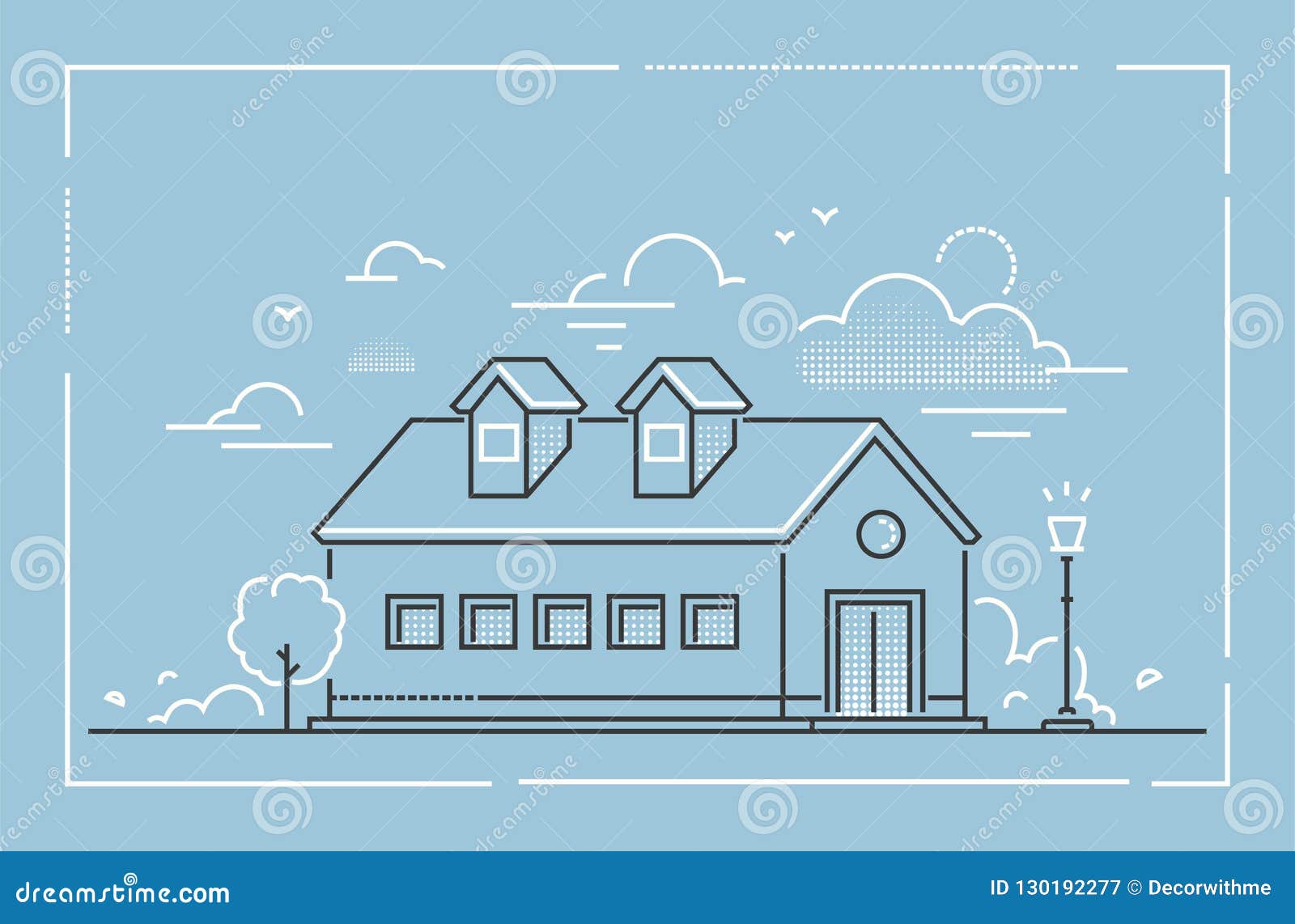 Nice Cottage - Modern Thin Line Design Style Vector Illustration Stock ...