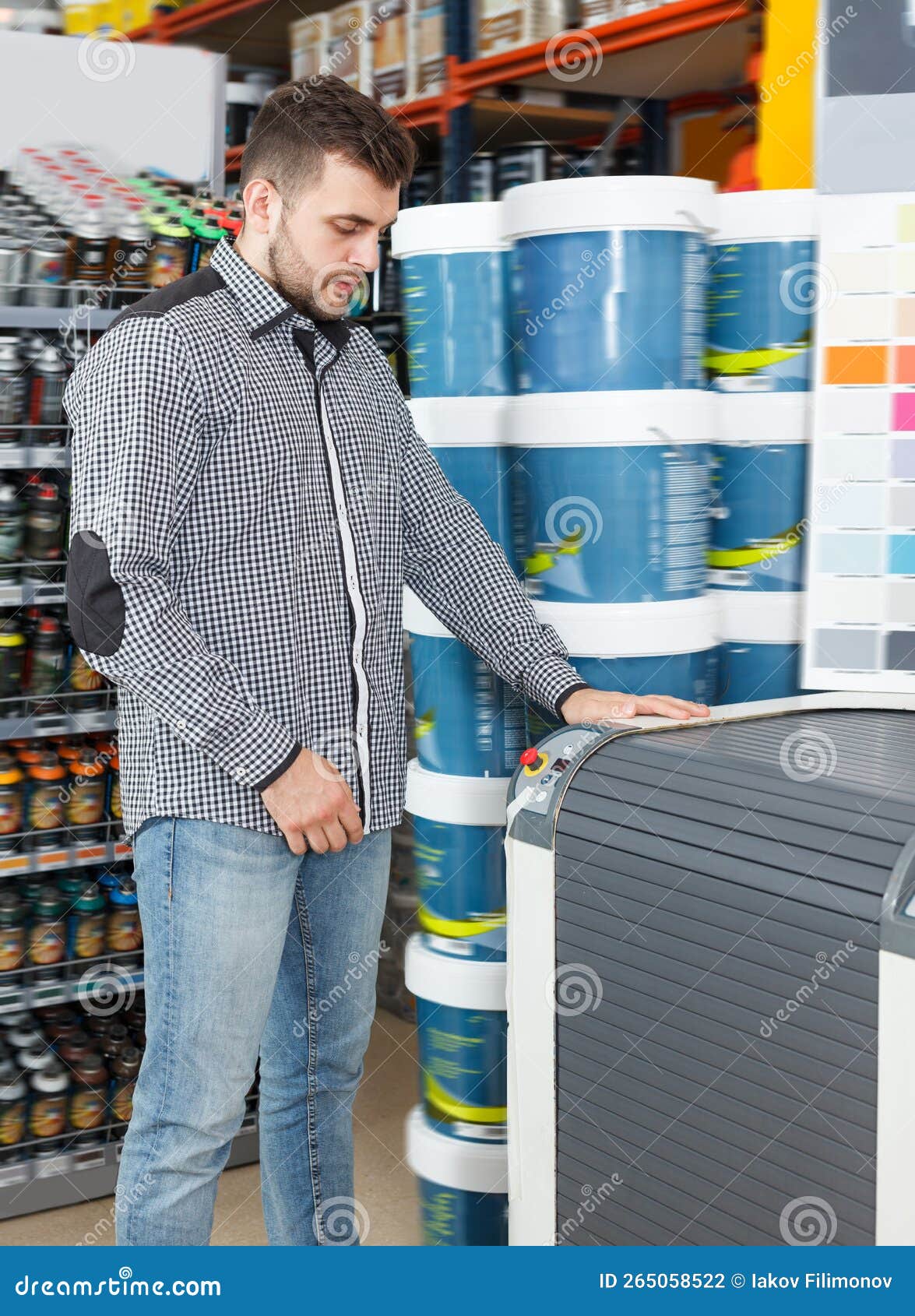 Nice Customer Standing Near Technical Computer Stock Photo - Image of ...