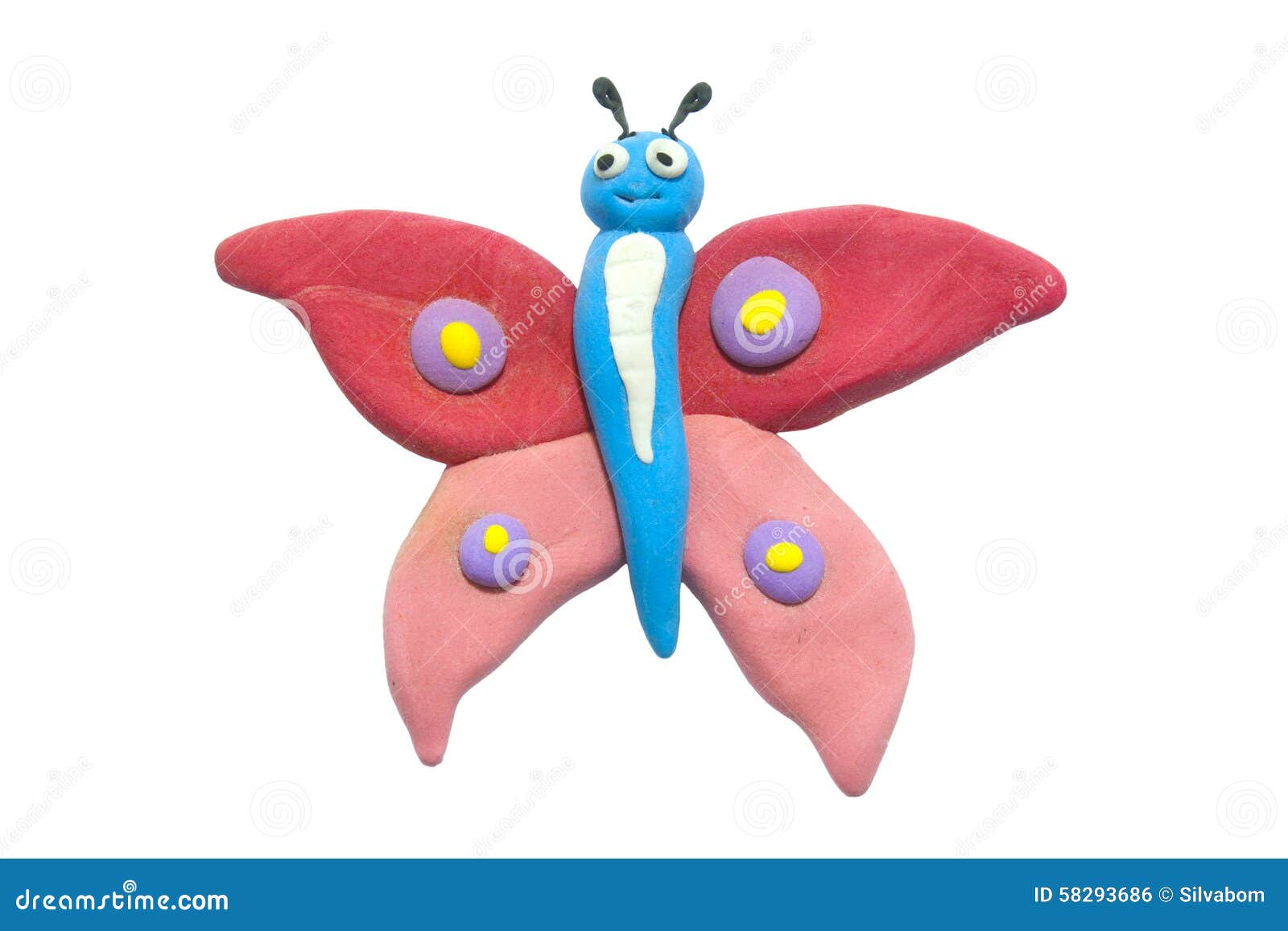 Nice Cute Colorful Clay Butterfly Isolated on White Stock Illustration ...