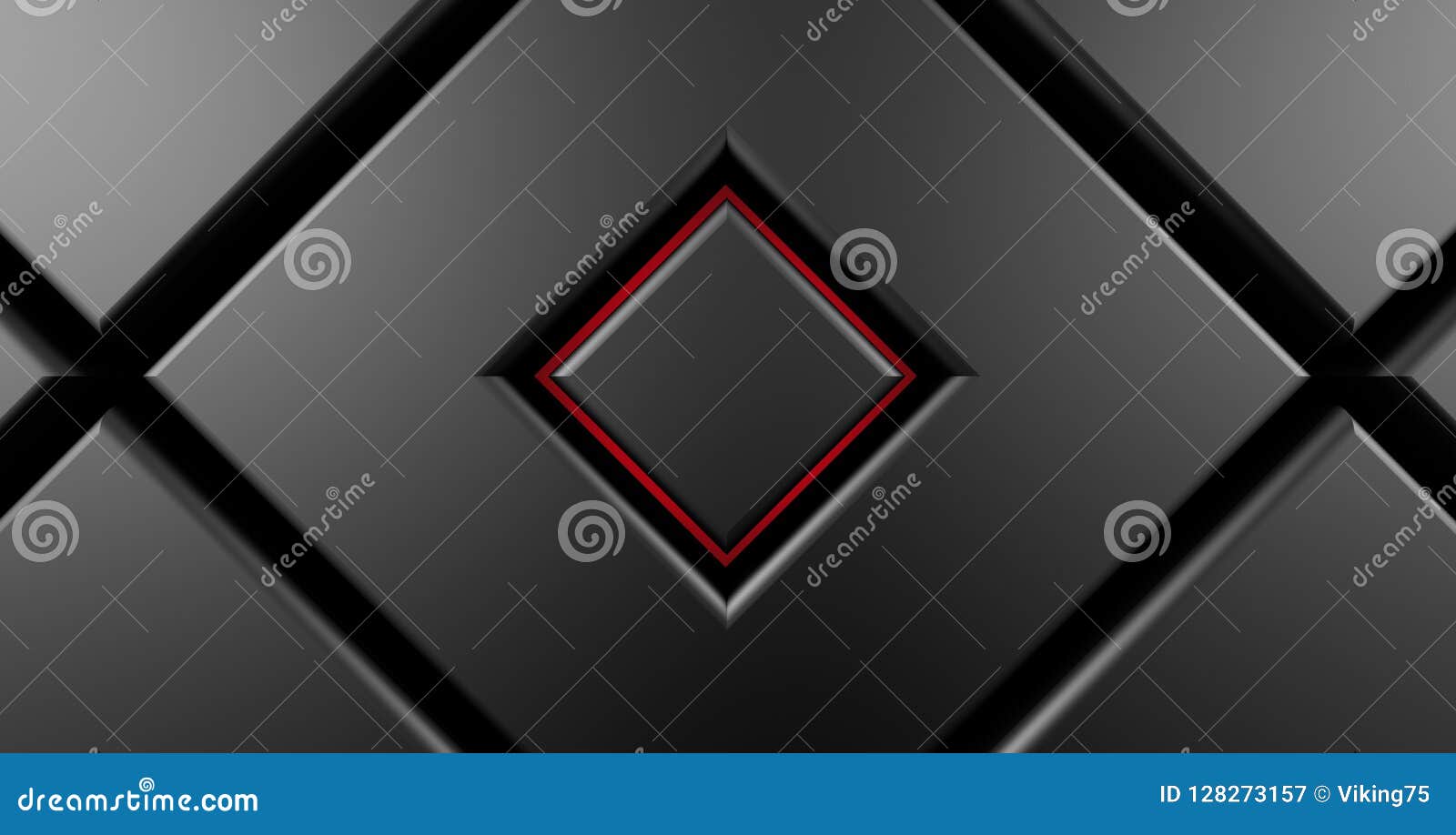 Dark Metal Red Square Modern Background 3d Render Stock Illustration ...