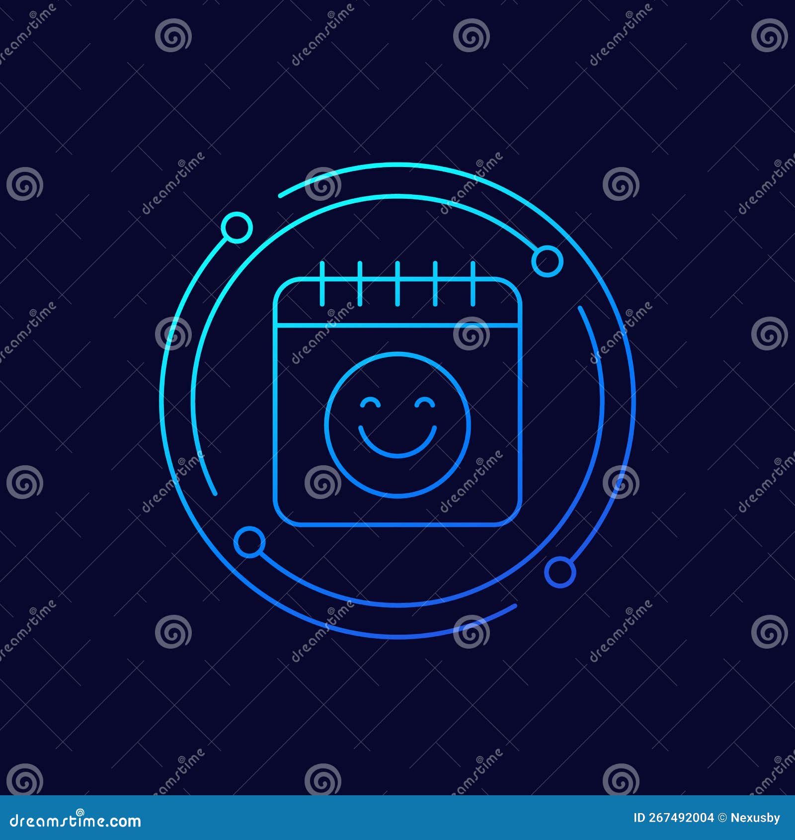 Nice Day Line Icon with Calendar and Emoji Stock Vector - Illustration ...