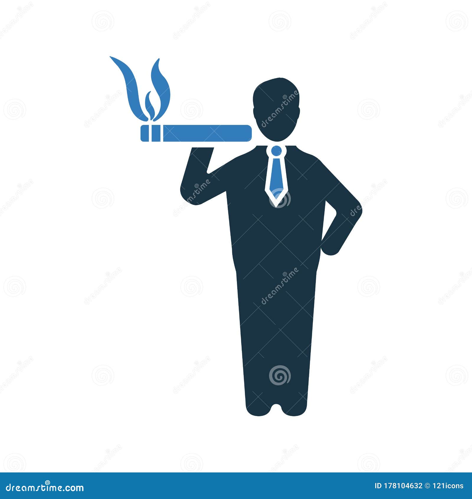 Smoking Man Icon, Thinking, Relax, Cigarette Smoker Stock Illustration ...