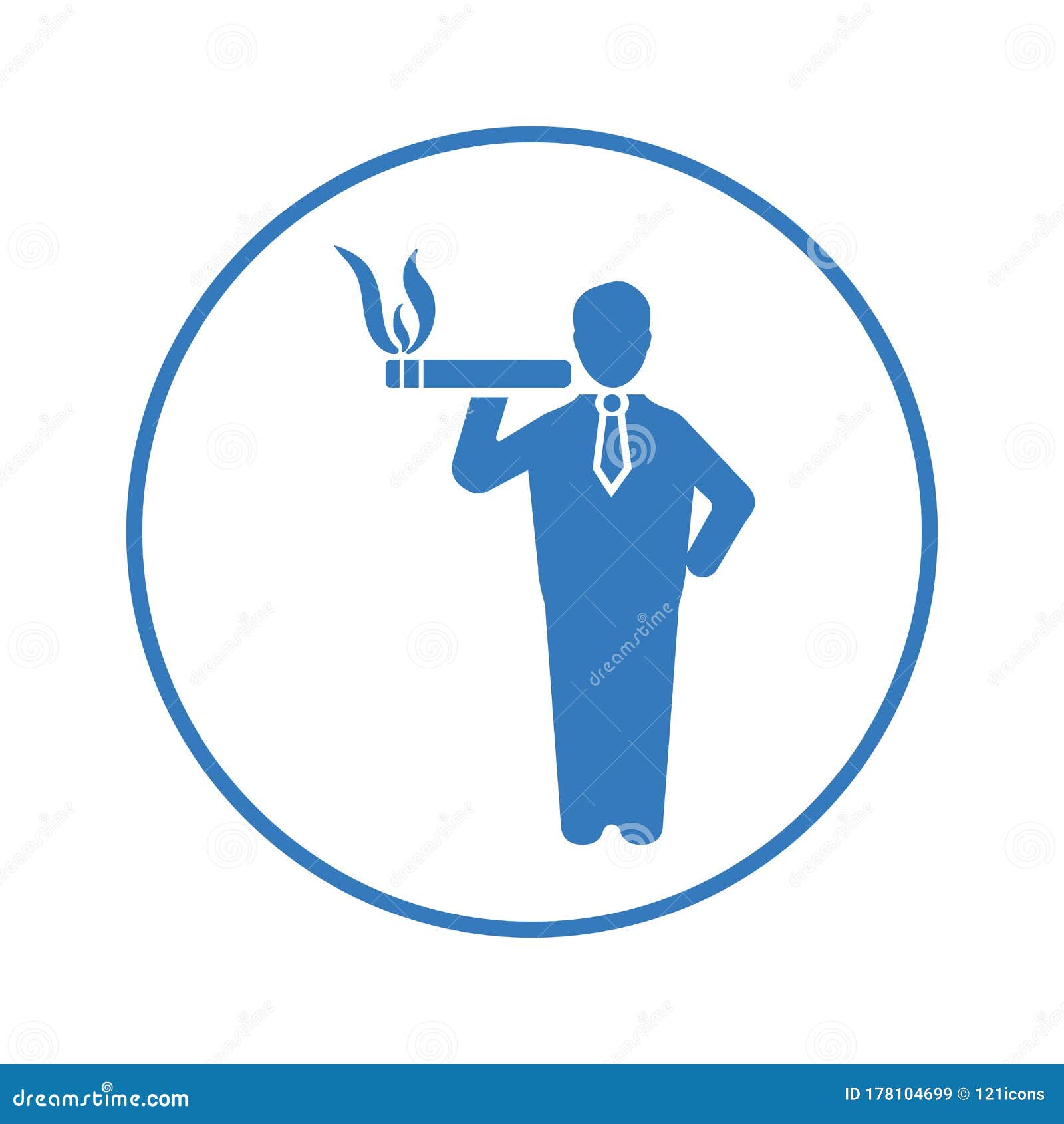 Smoking Man Blue Icon, Thinking, Relax, Cigarette Smoker Stock ...