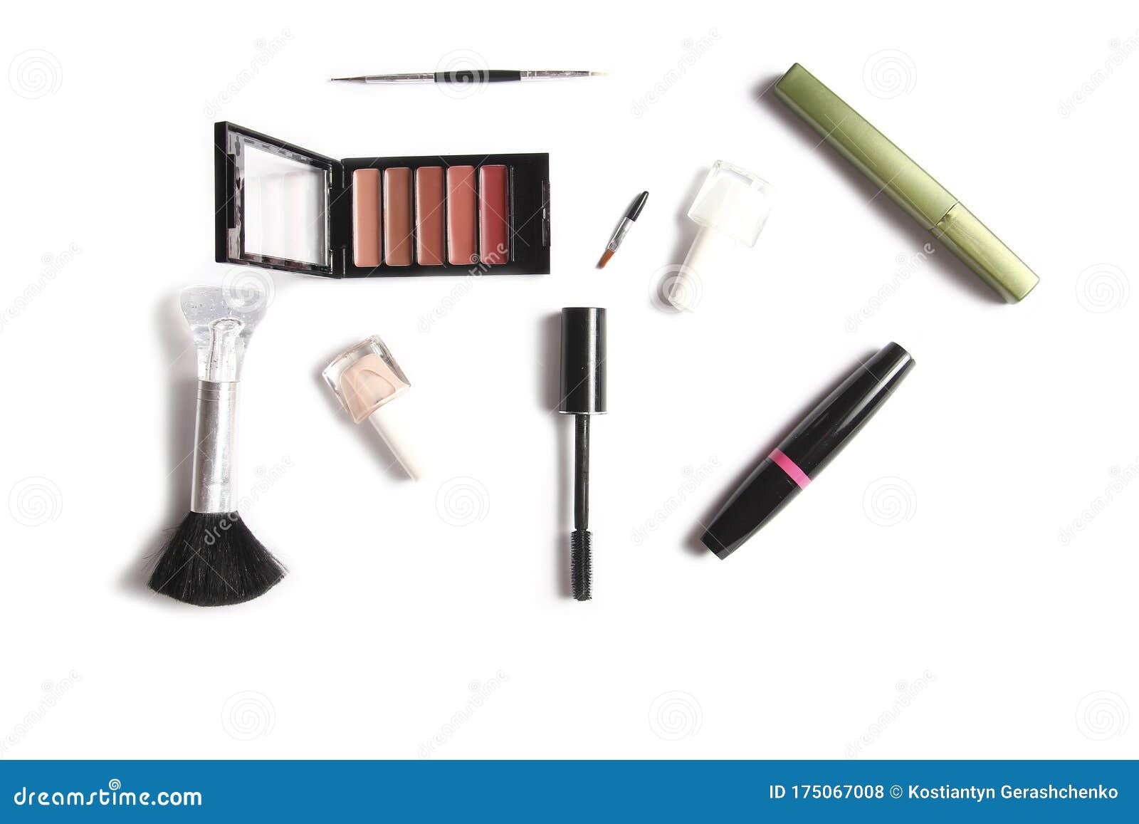 Different Female Cosmetics on a White Background Stock Photo - Image of ...