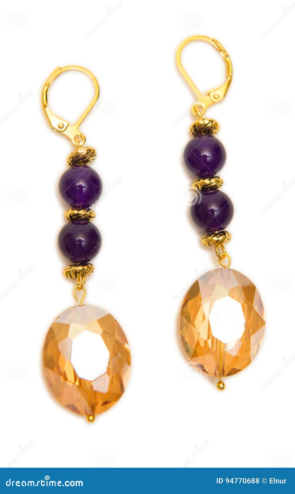 The Nice Earrings Isolated on White Background Stock Photo - Image of ...