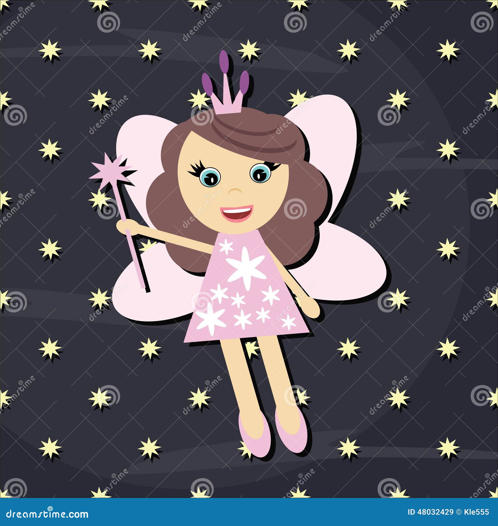 Nice Elf Girl with Magic Wand Stock Illustration - Illustration of nice ...