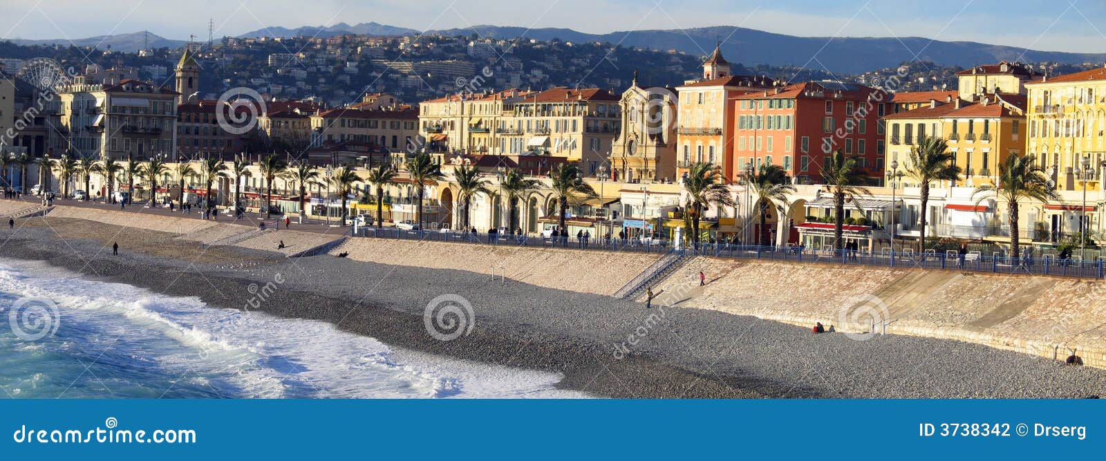Nice Embankment and Beach Panorama Stock Photo - Image of europe, beach ...