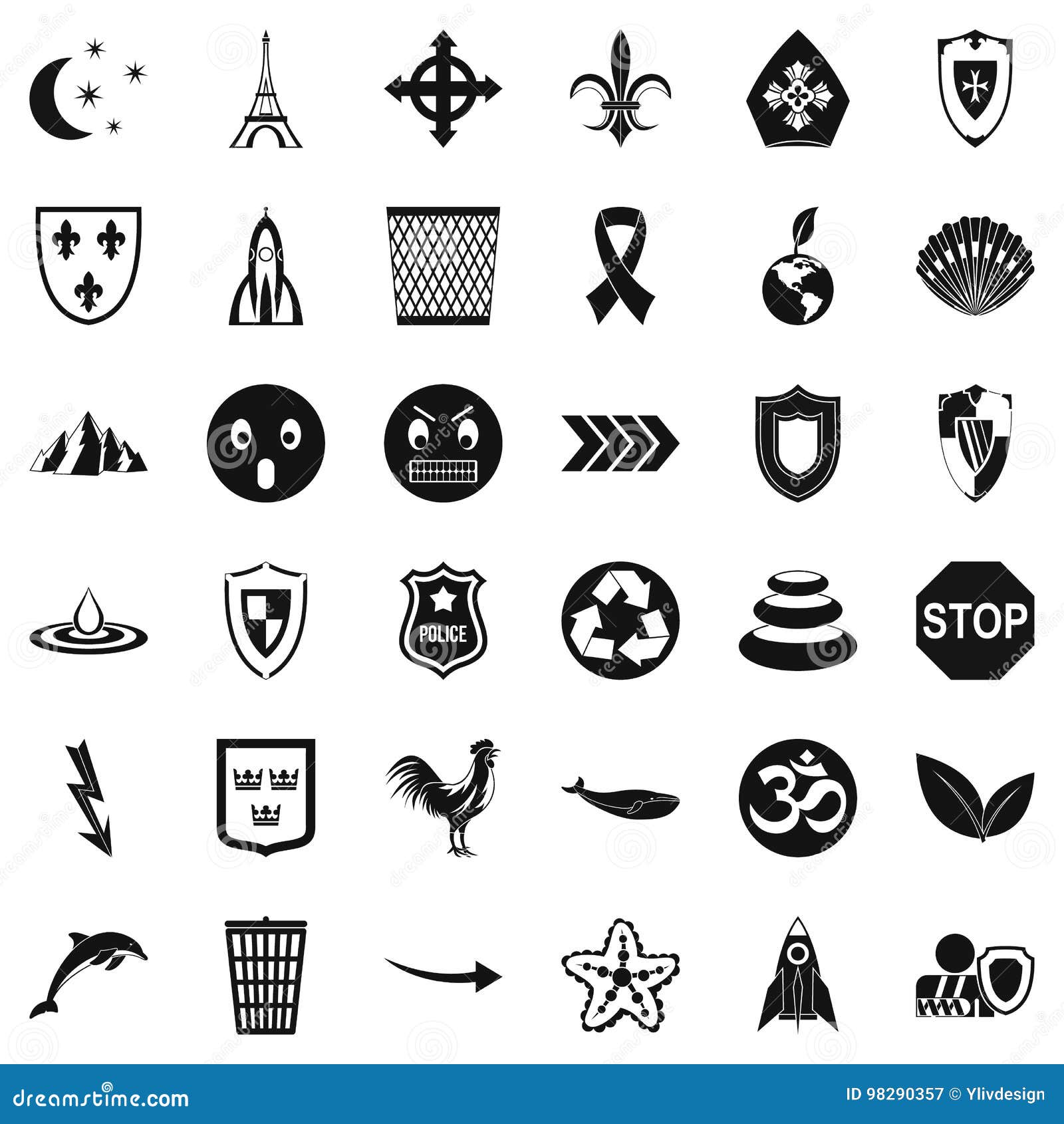 Nice Emblem Icons Set, Simple Style Stock Vector - Illustration of ...