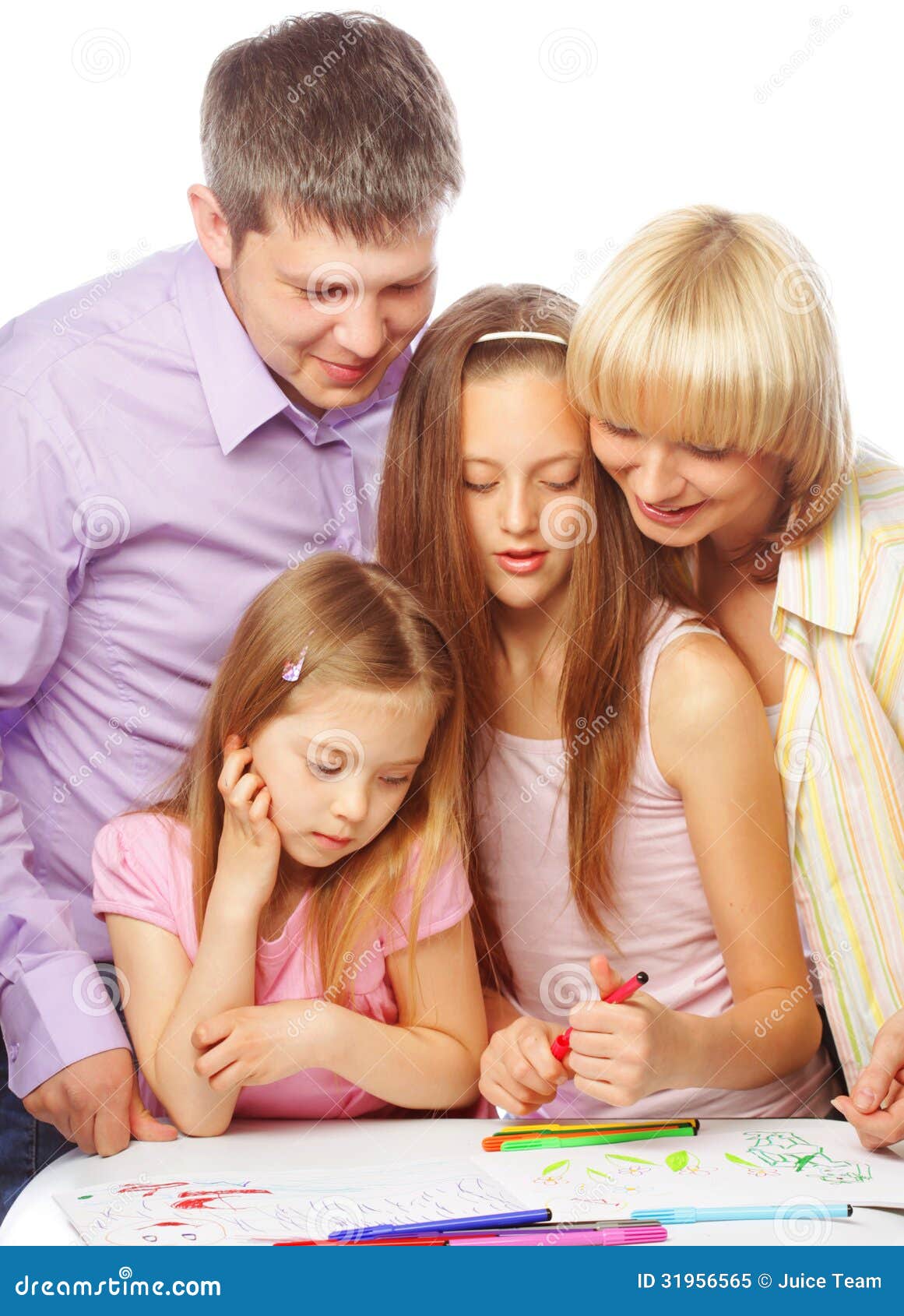 Nice family drawing stock image. Image of female, child - 31956565