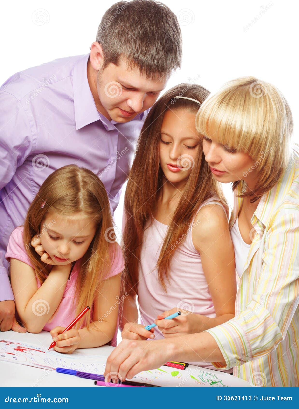 Nice family drawing stock image. Image of isolated, parenting - 36621413