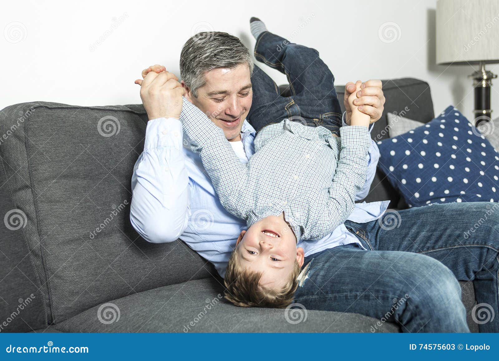 Nice Family Sit on the Livingroom Sofa Stock Image - Image of laugh ...