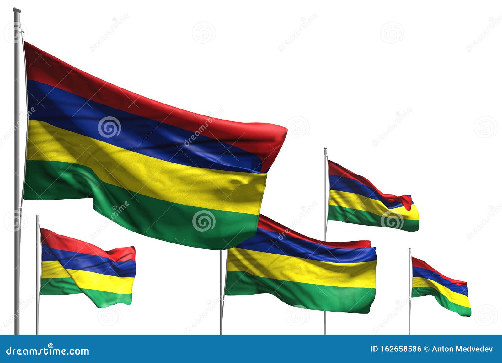 Nice Five Flags Of Timor-Leste Are Waving Isolated On White - Any ...