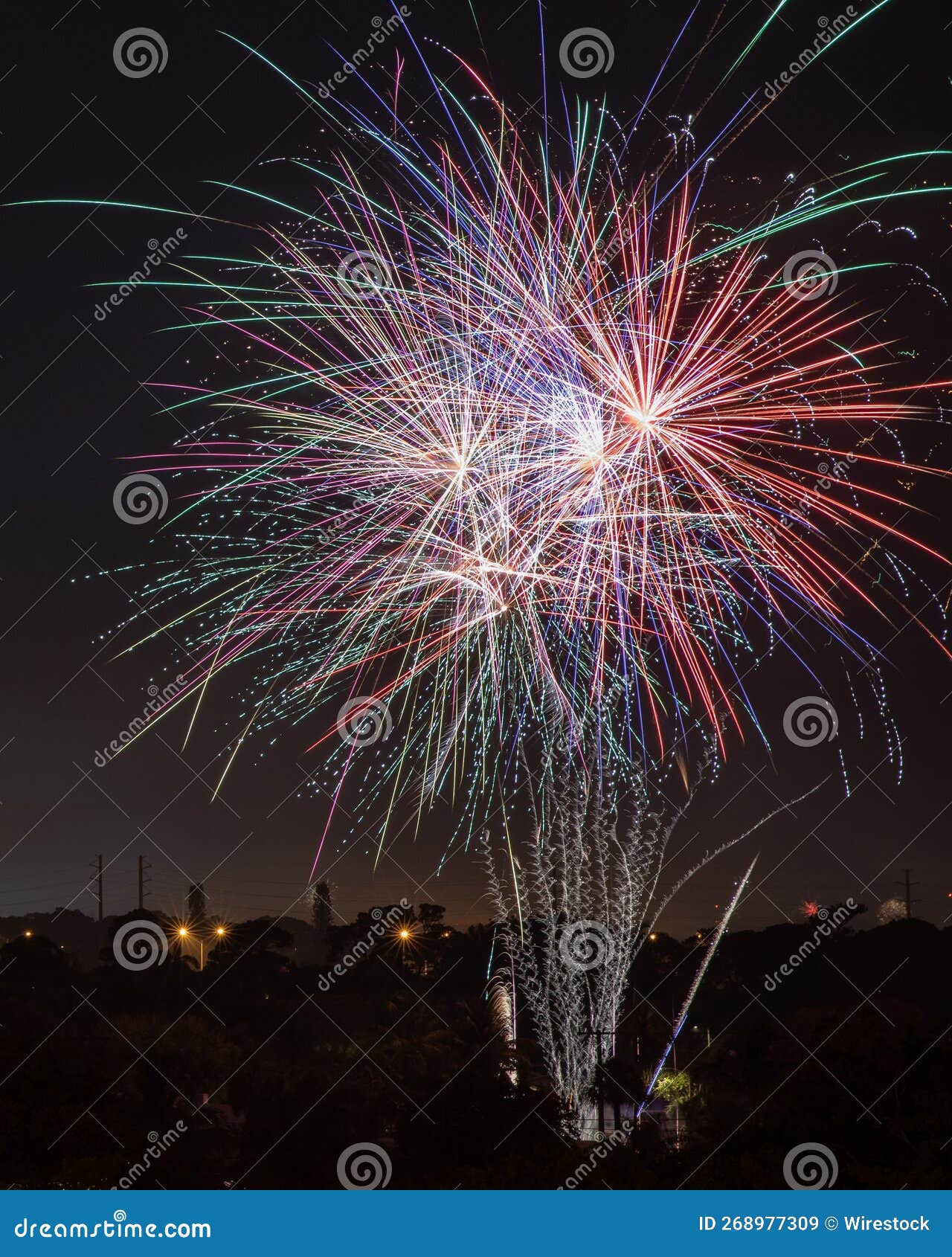 Nice Fireworks in Dark Night Stock Image - Image of explosion, festive ...