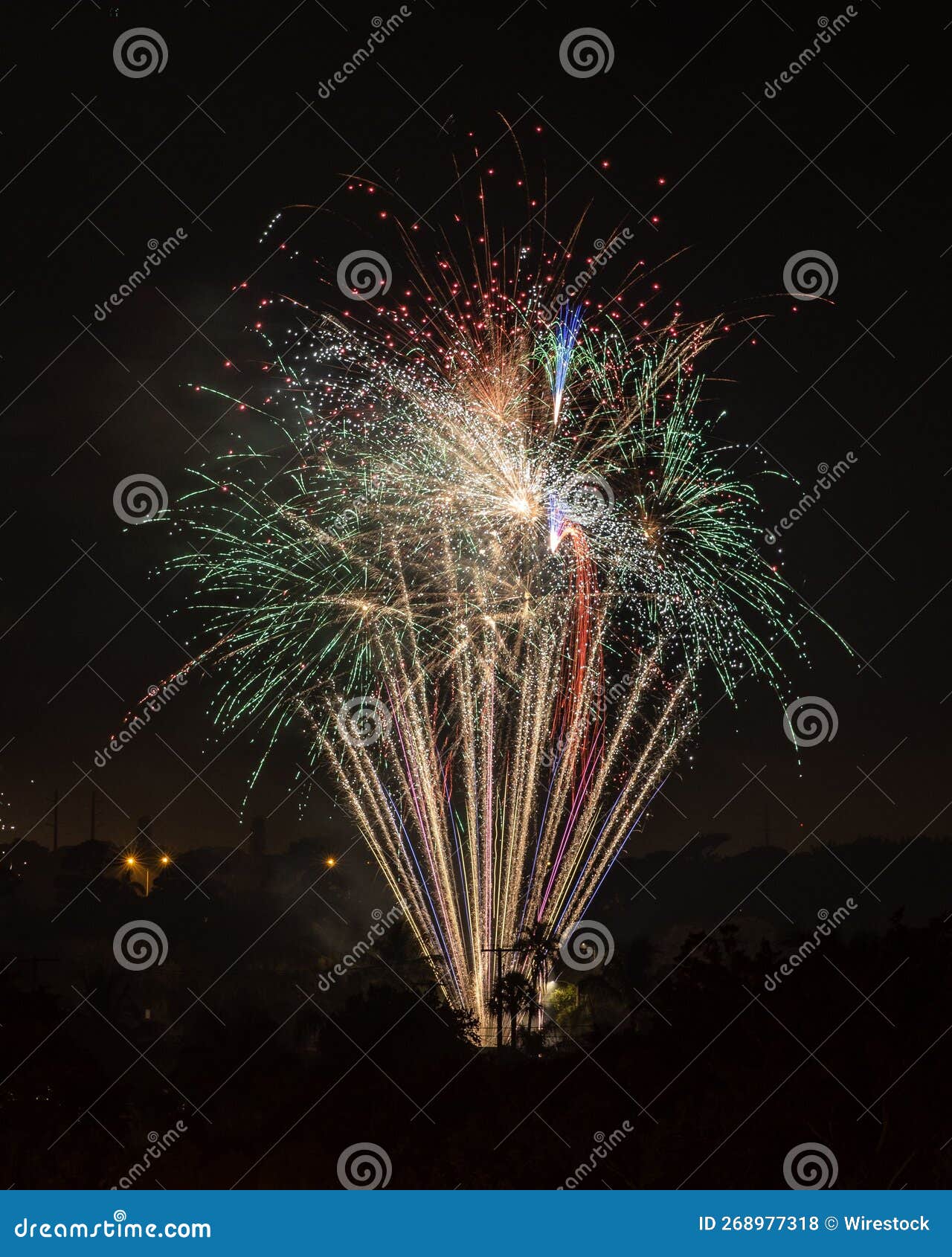 Nice Fireworks in Dark Night Stock Photo - Image of festive, colorful ...