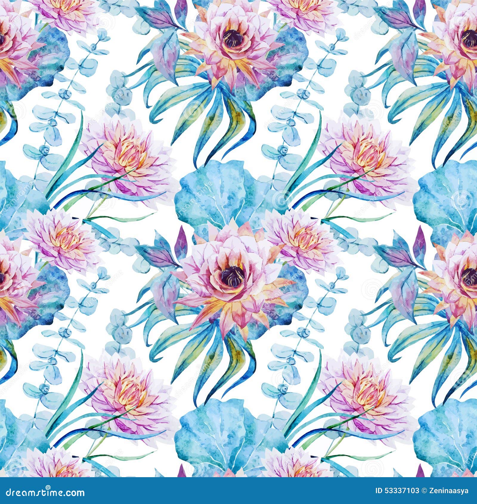 Nice Floral Watercolor Seamless Pattern Stock Vector - Illustration of ...