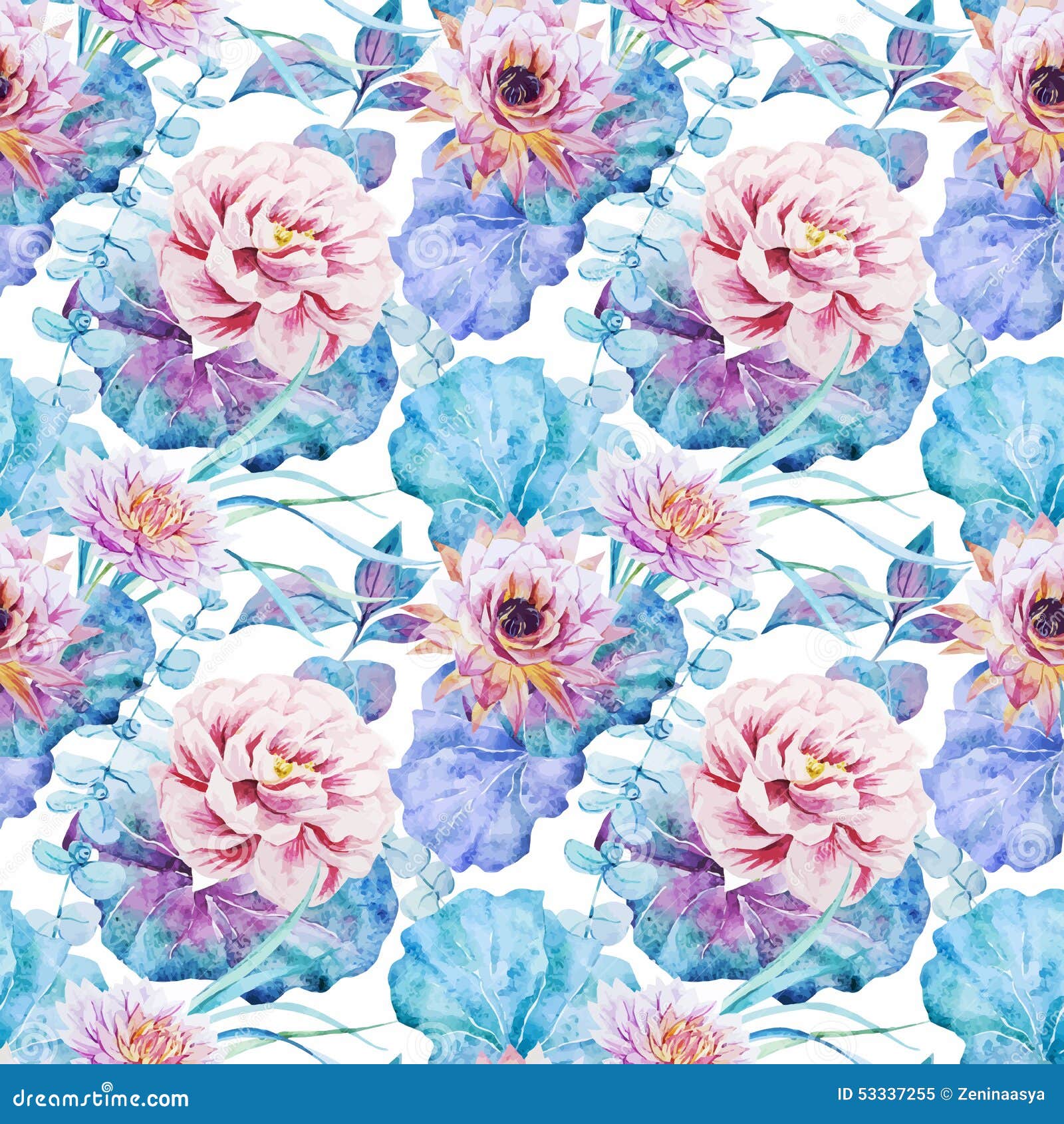Nice Floral Watercolor Seamless Pattern Stock Vector - Illustration of ...