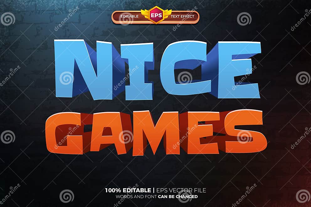 Nice Games 3D Text Effect Cartoon Game Logo Template Stock Vector ...