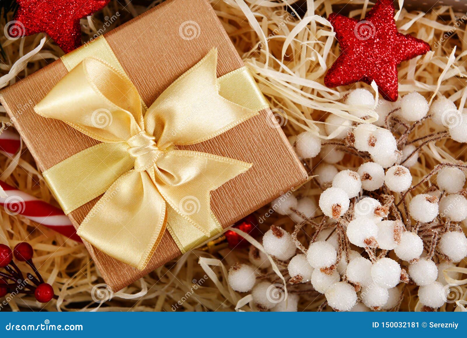 Nice Gift Box and Festive Decor, Closeup Stock Image - Image of ...