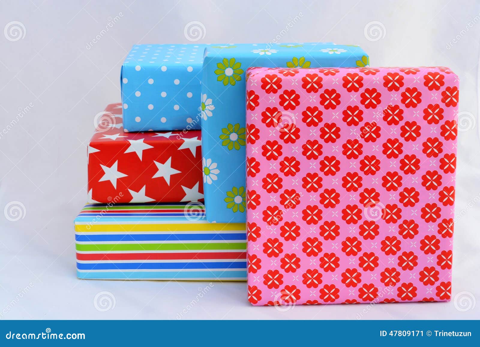 Nice Gifts in Colored Wrapping Paper Stock Image - Image of white ...